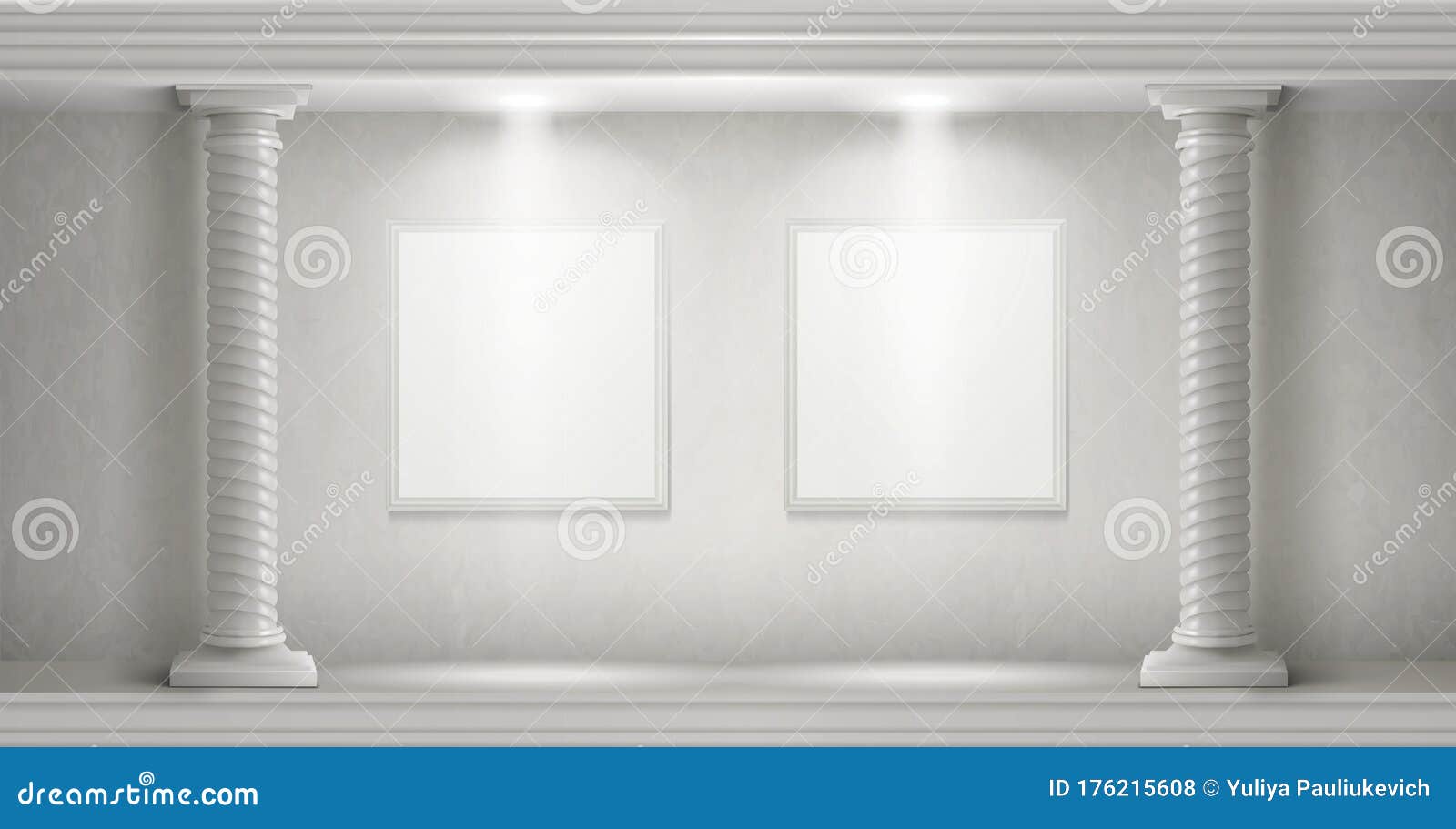 Museum Interior with Columns and Blank Paintings Stock Vector ...