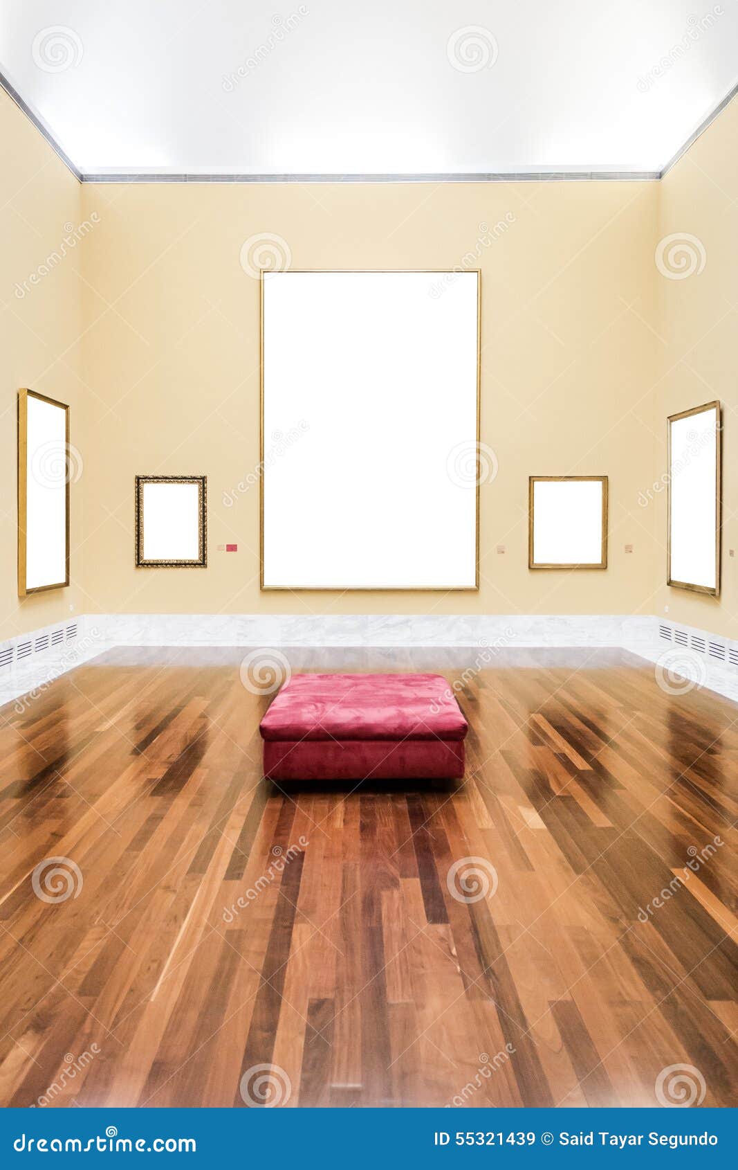 Five Blank Frames in a Gallery Stock Image - Image of bricks, floor ...