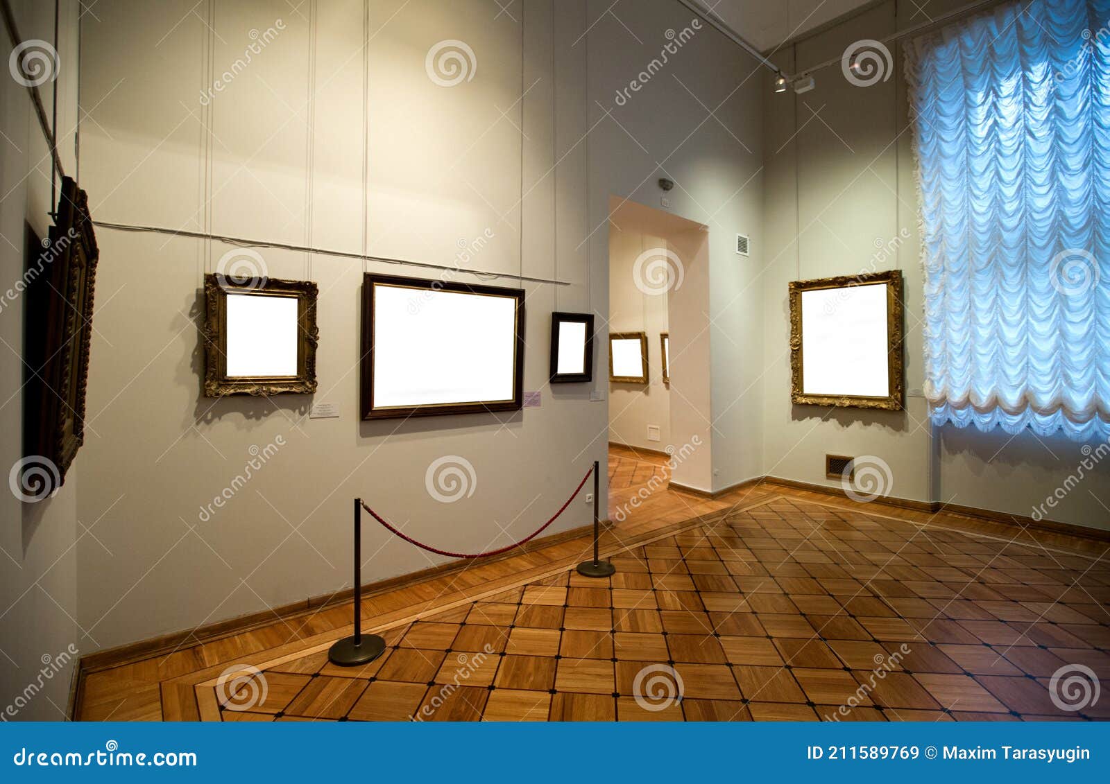 Museum Interior with Picture Frames. Empty Gallerys in Museum Stock ...