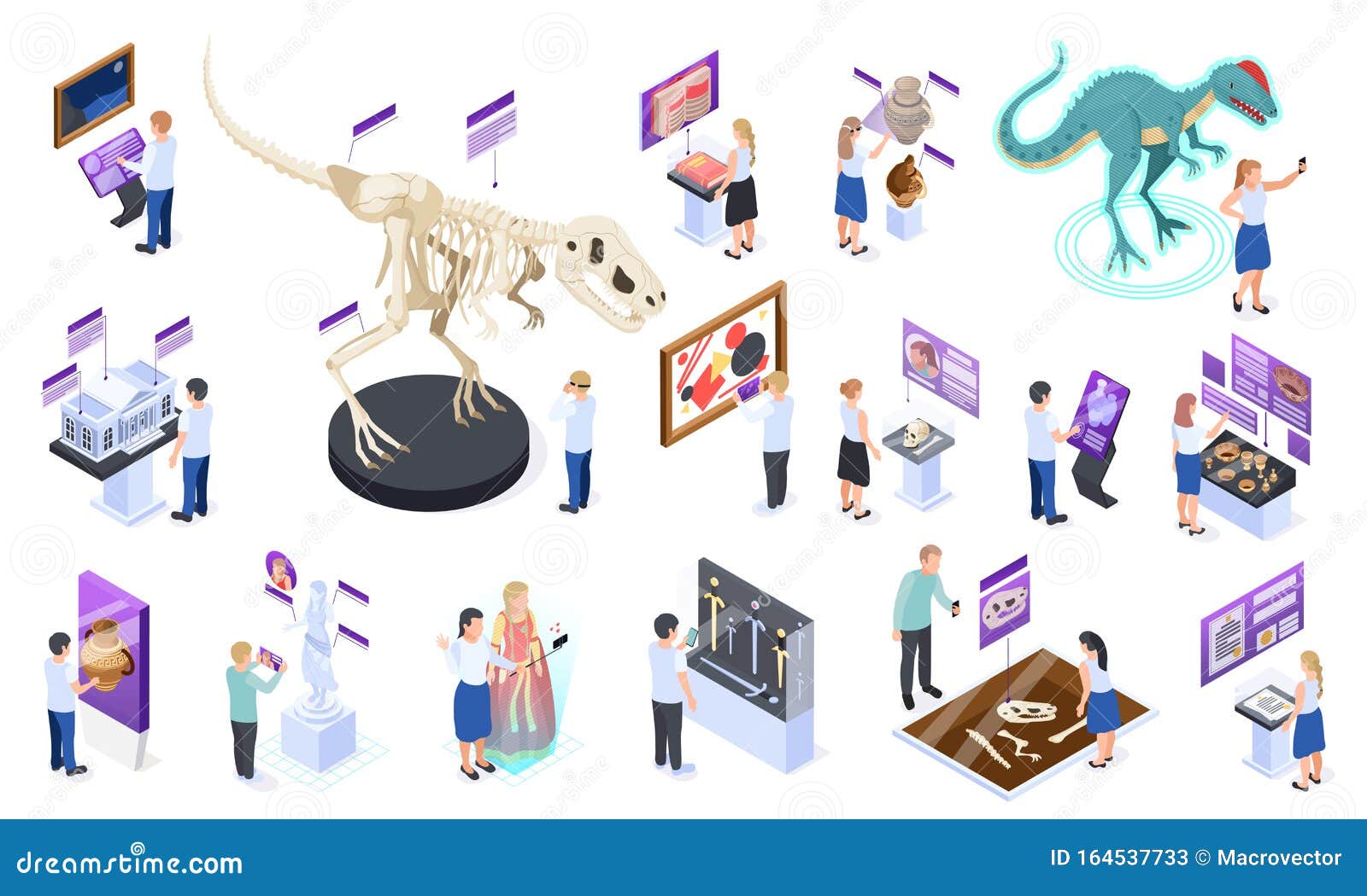 Museum Isometric Icons Set stock vector. Illustration of exposition ...