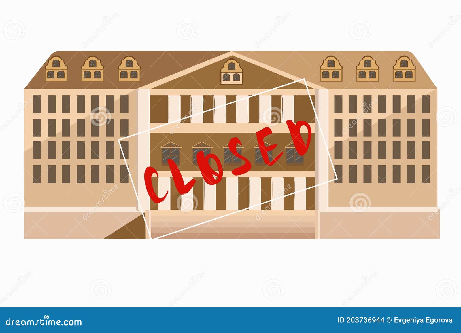 Museum and a Large Closed Sign on Top Stock Illustration - Illustration ...