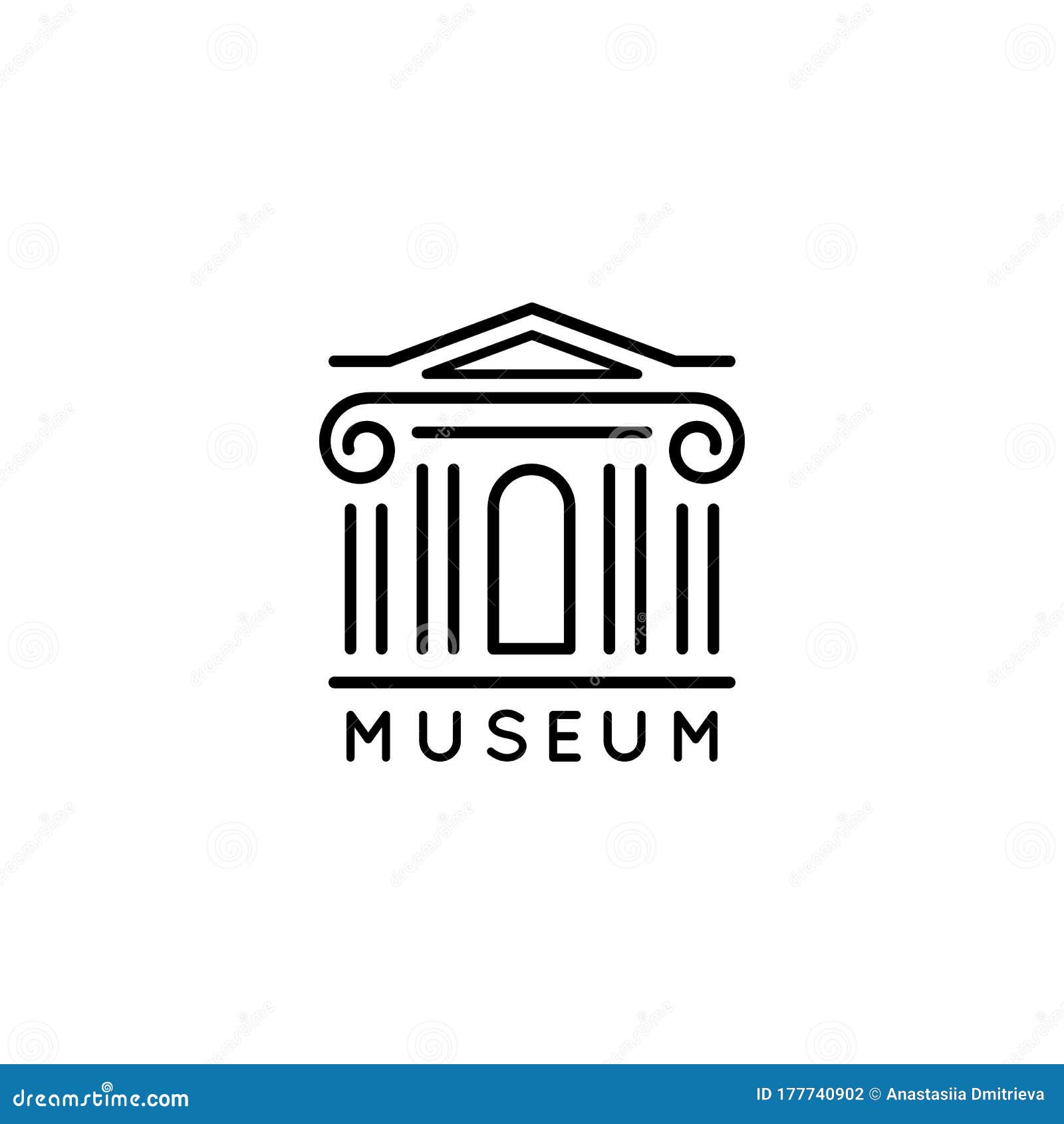 Museum Logo is in a Trendy Minimal Linear Style. Vector Icon of a Bank ... Museum Logo is in a Trendy Minimal Linear Style. Vector Icon of a Bank ...