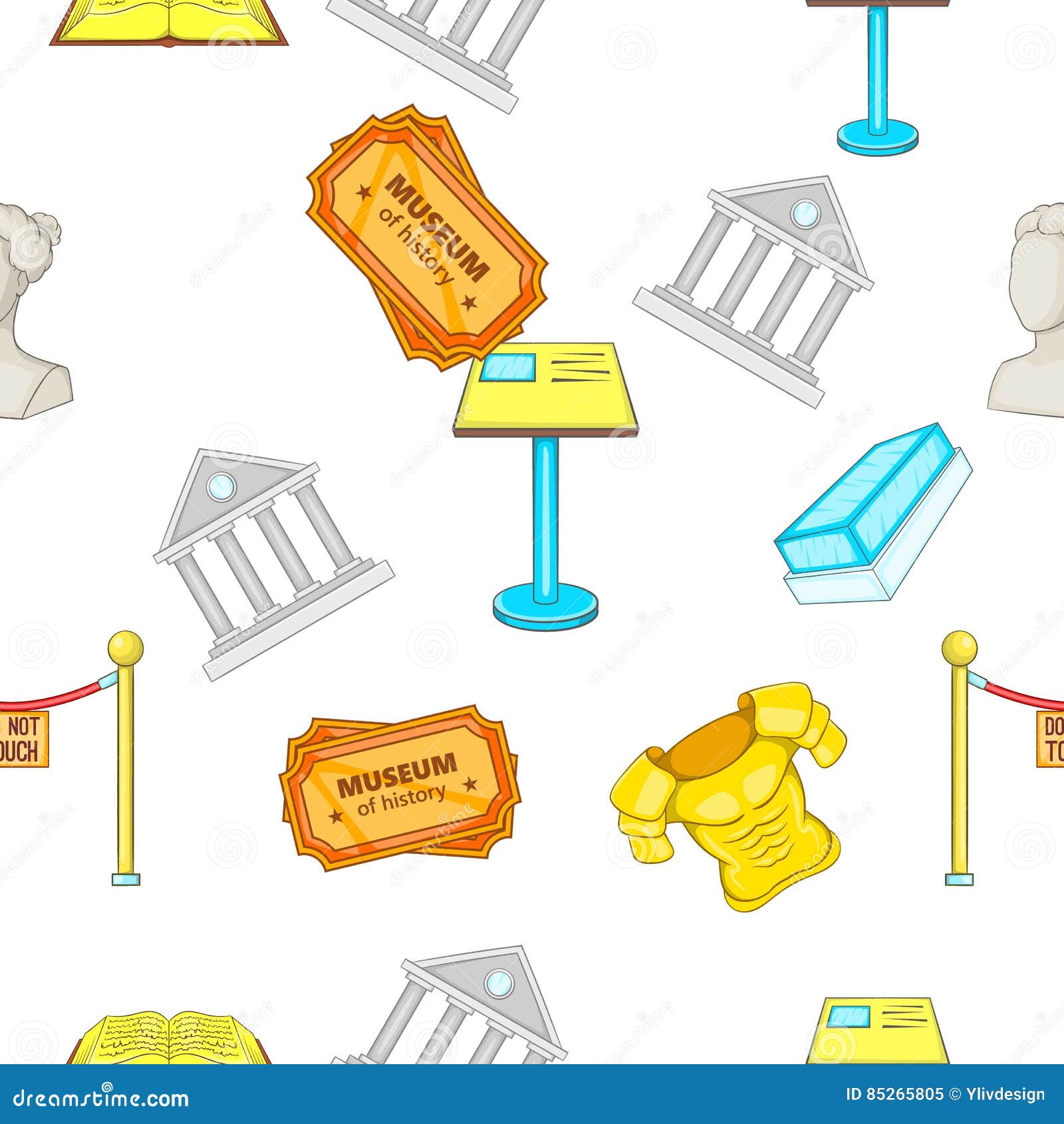 Museum Pattern, Cartoon Style Stock Vector - Illustration of historical ...