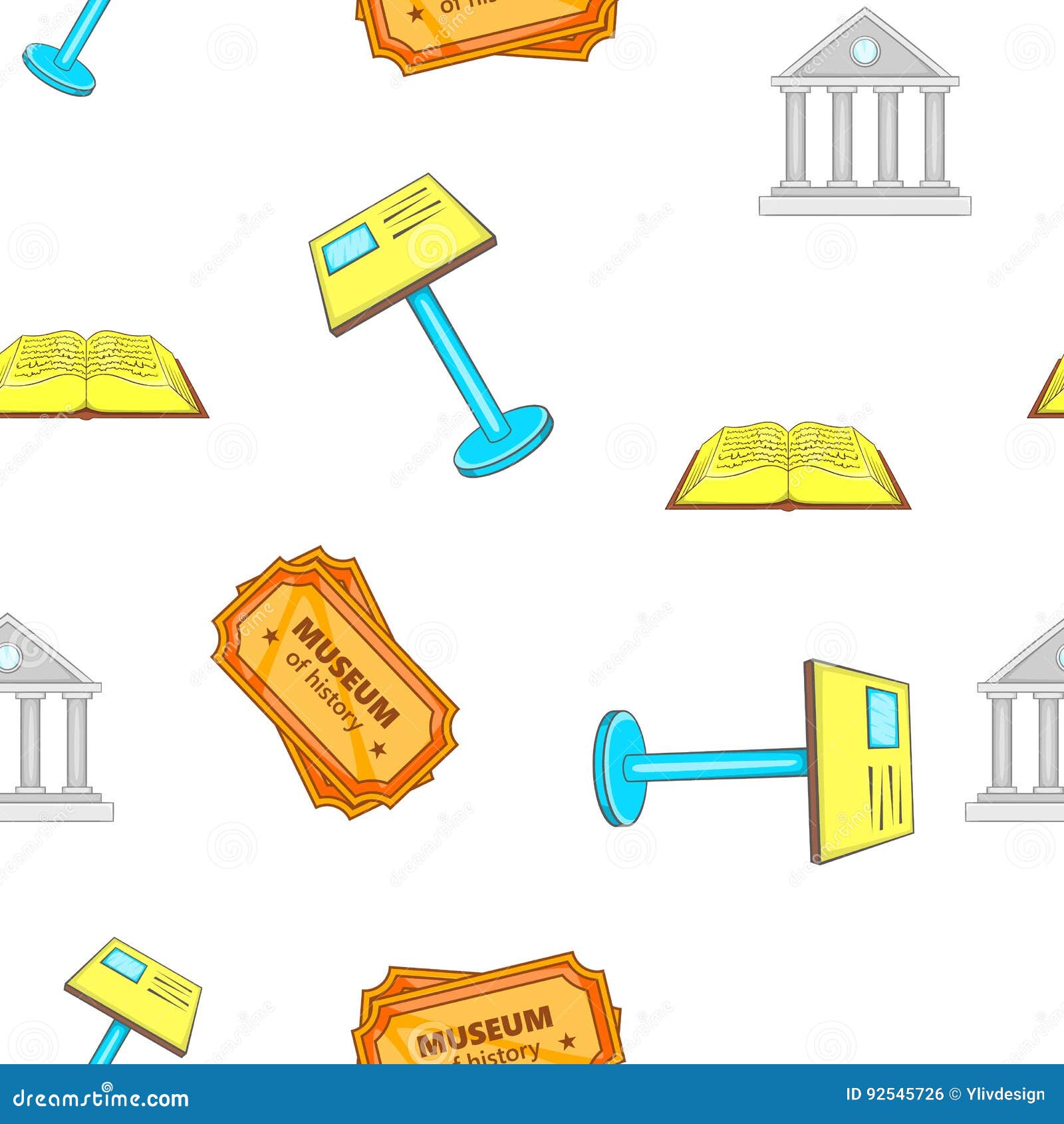 Museum Pattern, Cartoon Style Stock Vector - Illustration of background ...