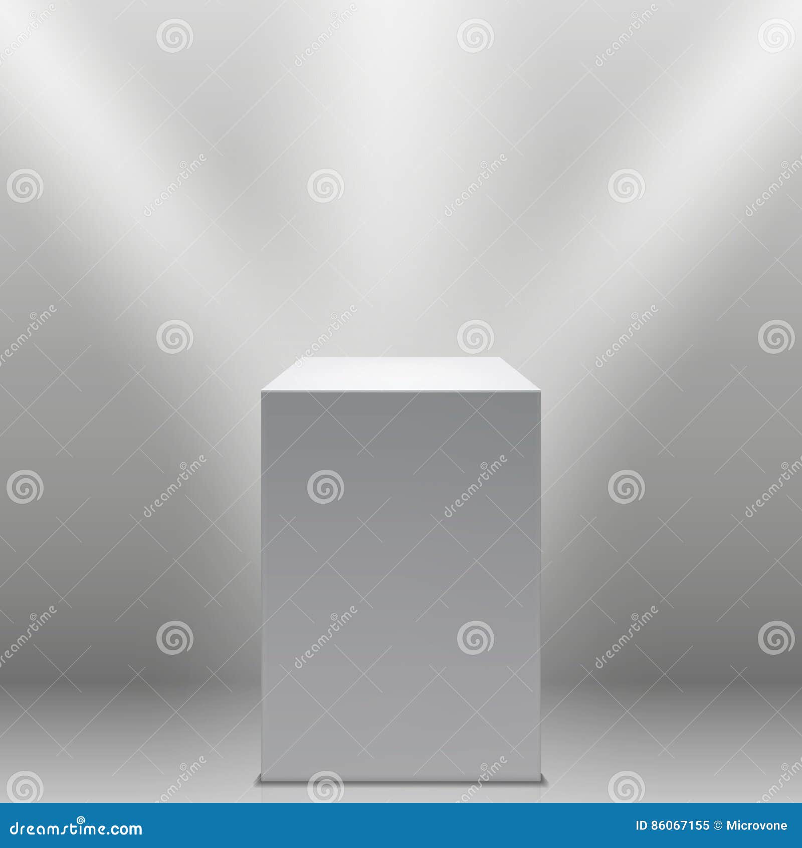 Museum Pedestal, White Empty 3d Podium and Spotlights Vector ...