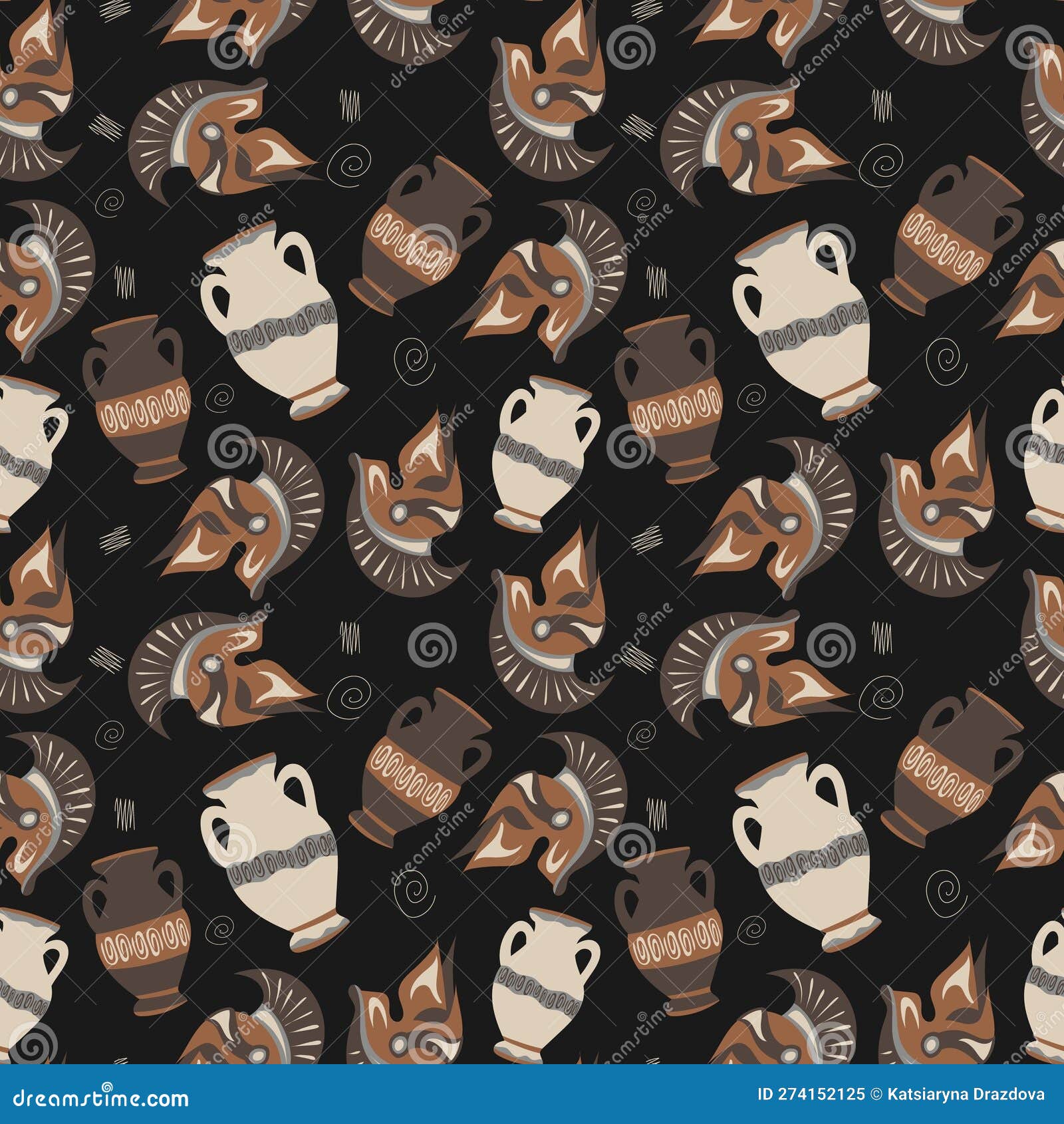 Museum Seamless Pattern. Vector. Historical Museum. Statue And Papyrus ...