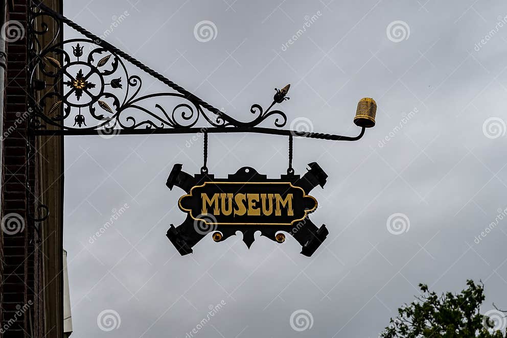 Museum Sign in Front of a Museum in Amsterdam Stock Image - Image of ...