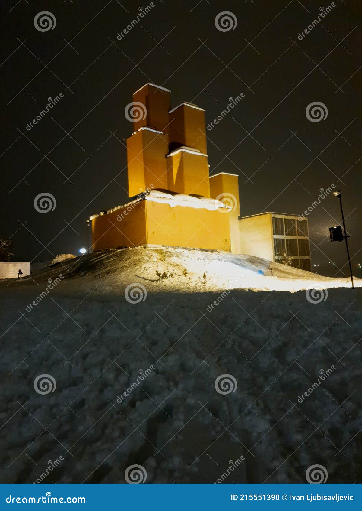 Museum in snow stock photo. Image of reflection, darkness - 215551390