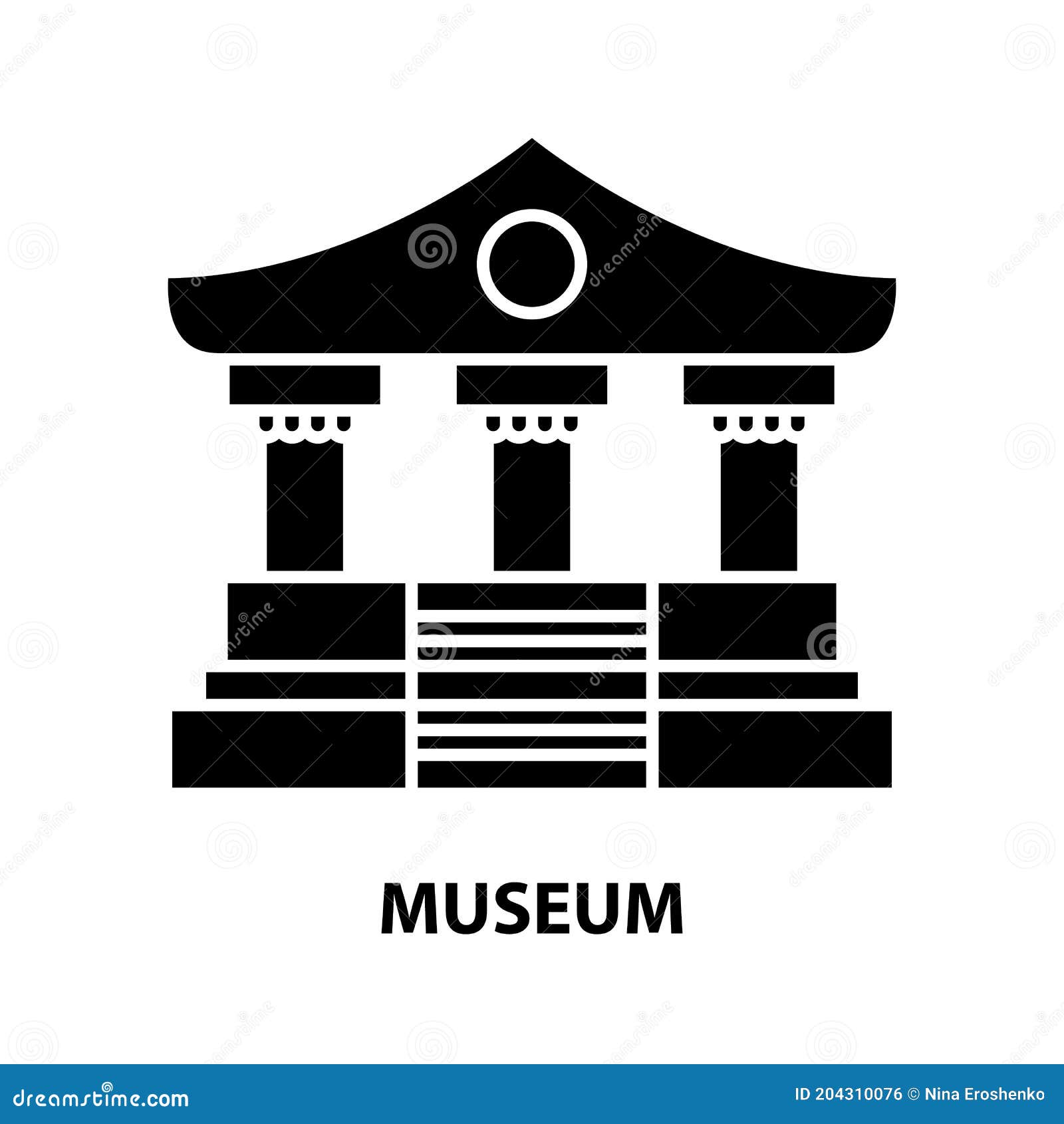 Museum Symbol Icon, Black Vector Sign with Editable Strokes, Concept ...