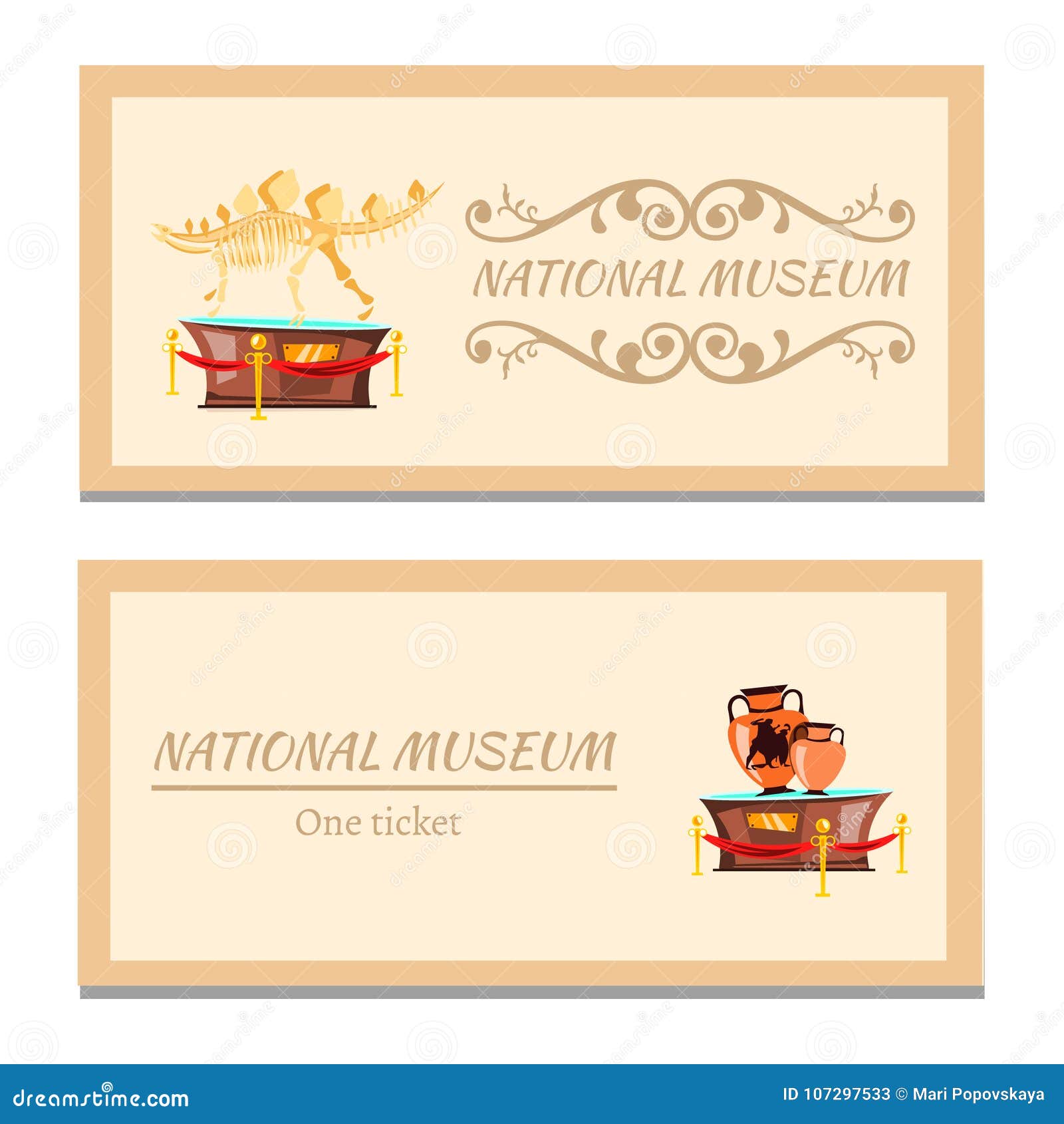 Museum Ticket Icon in Flat Style Stock Vector - Illustration of museum ...