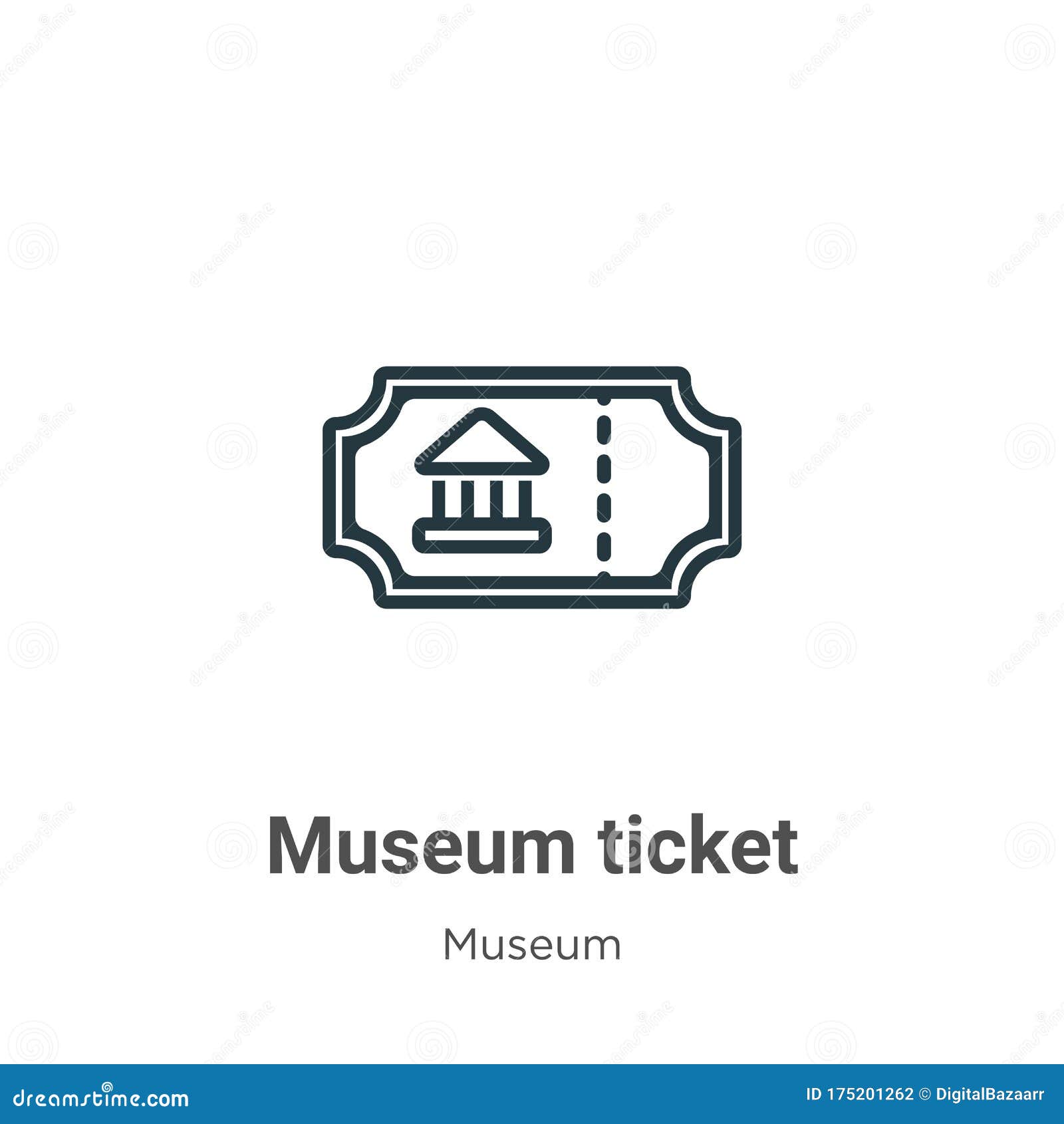 Museum Ticket Outline Vector Icon. Thin Line Black Museum Ticket Icon ...