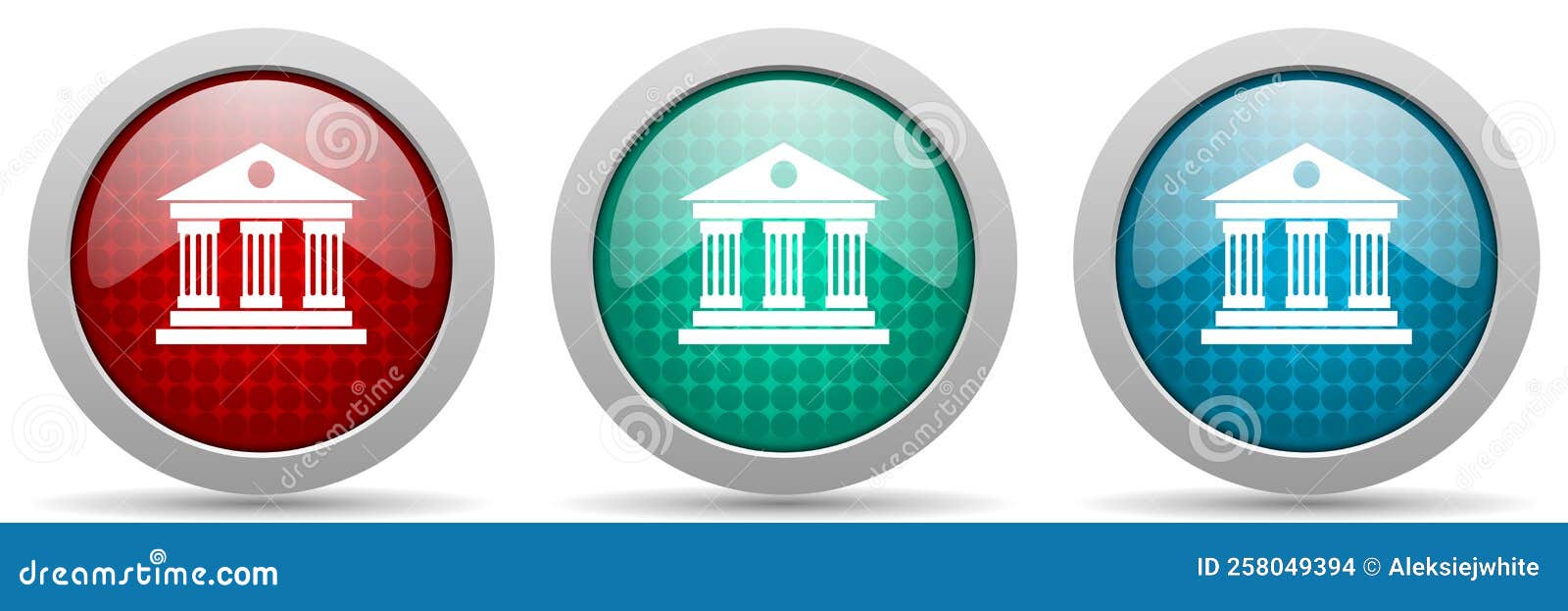 Museum Vector Icon Set, Glossy Web Buttons Collection Stock Vector ...