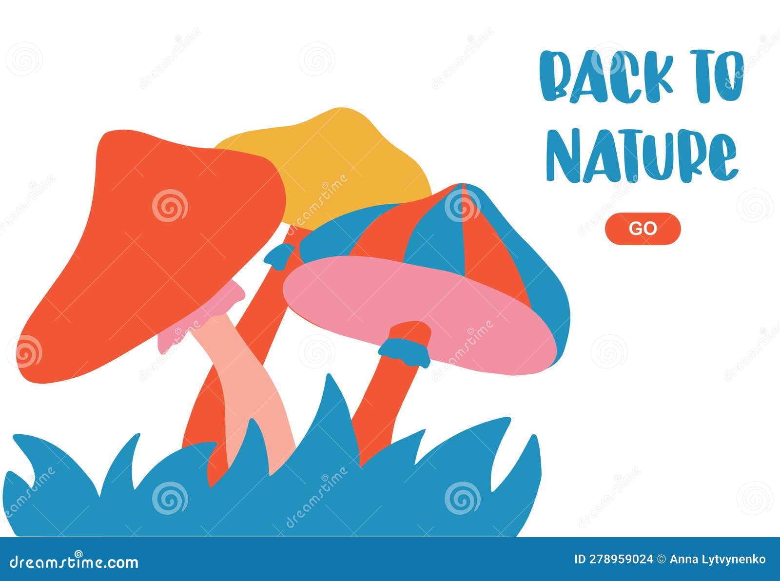 Mushroom Banner in Modern Groovy Style - Vector Stock Vector ...
