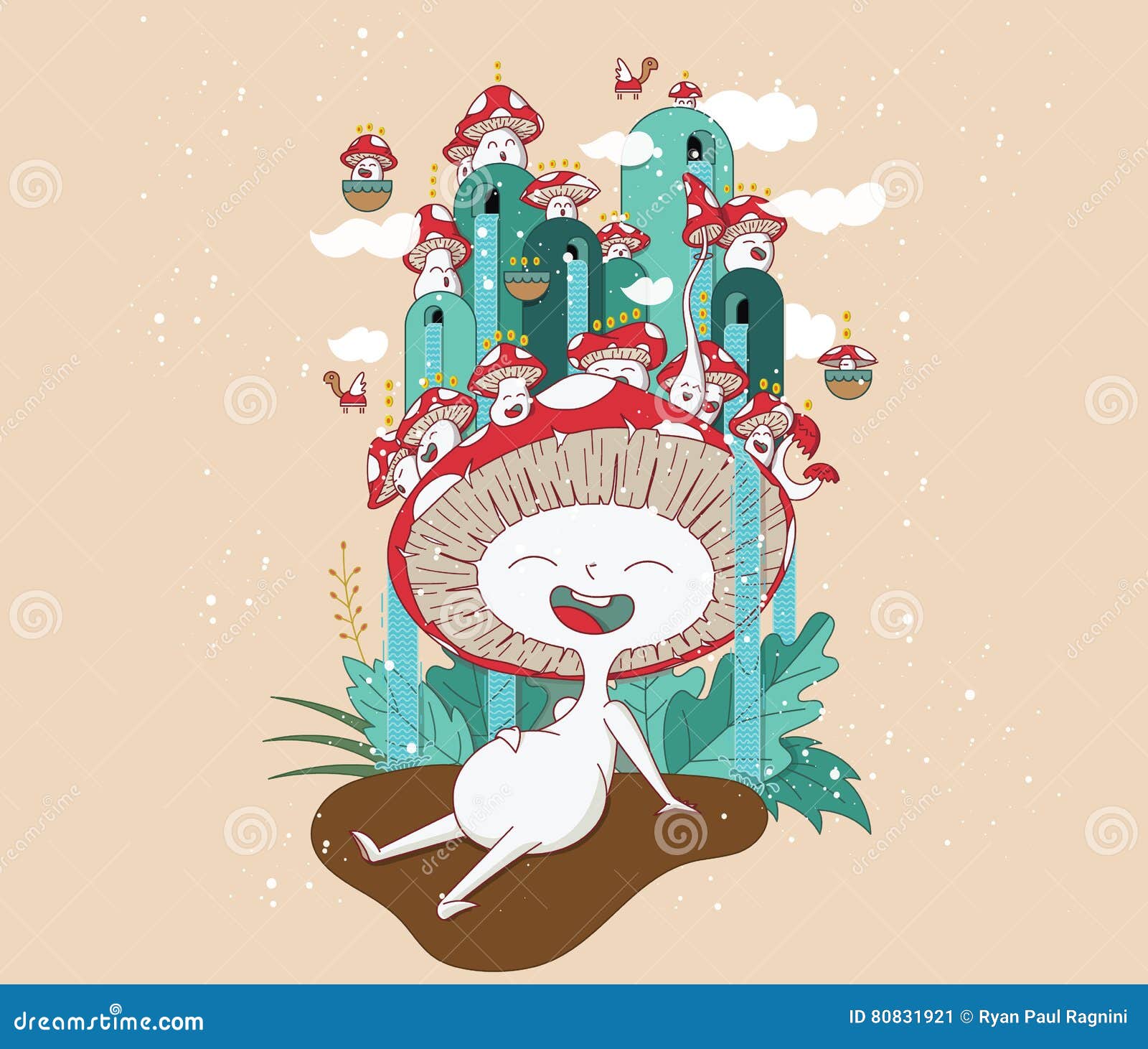 Mushroom character design stock vector. Illustration of vector - 80831921