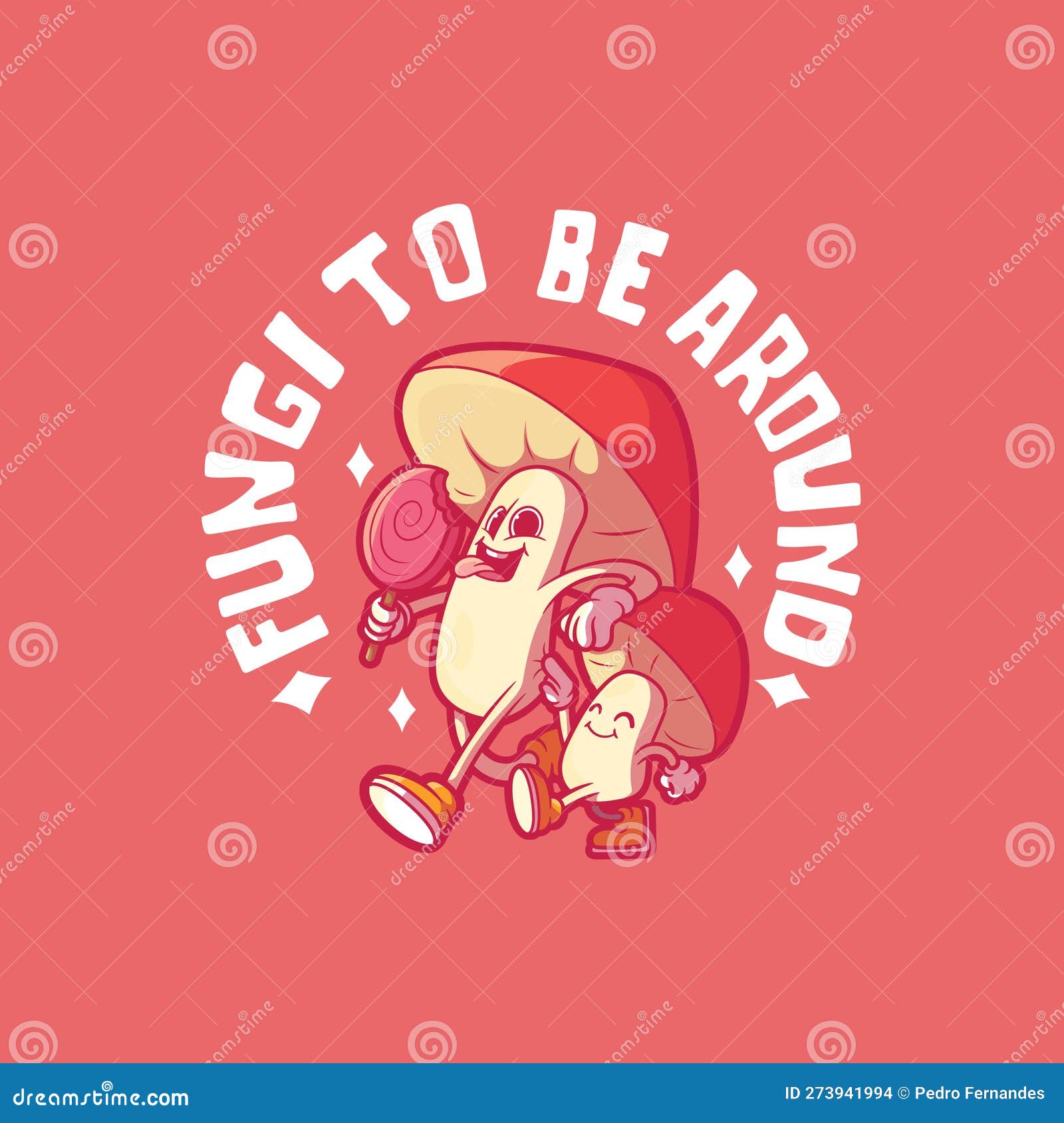 Mushroom Characters Walking and Having Fun Vector Illustration. Stock ...