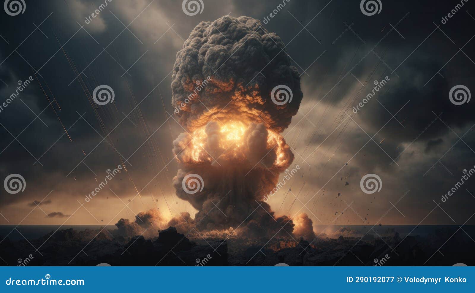 Mushroom Cloud after Atomic Bomb Explosion in City. the Concept of ...