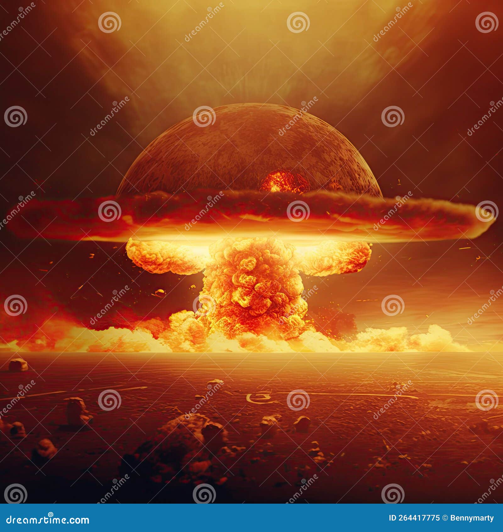 Nuclear Explosion by Drone View Stock Illustration - Illustration of ...