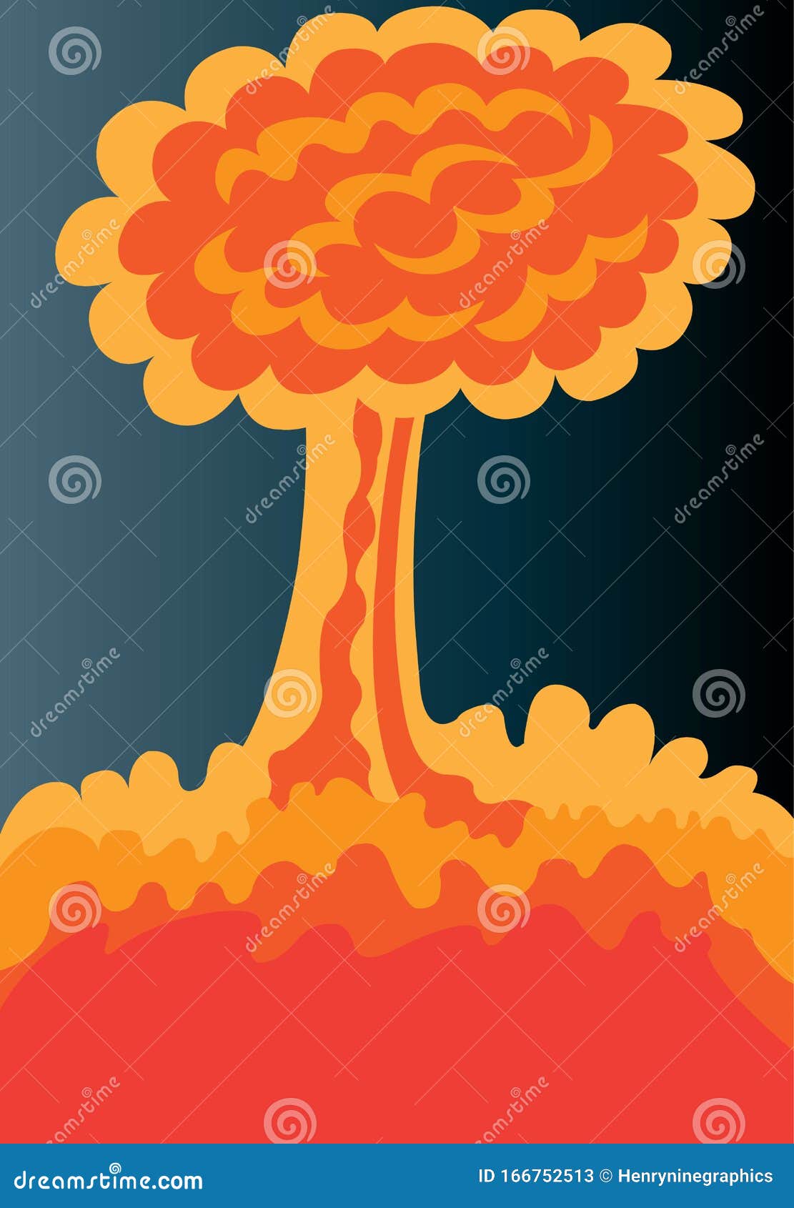 The Mushroom Cloud Of A Detonated Atom Hydrogen Bomb Cartoon Vector ...