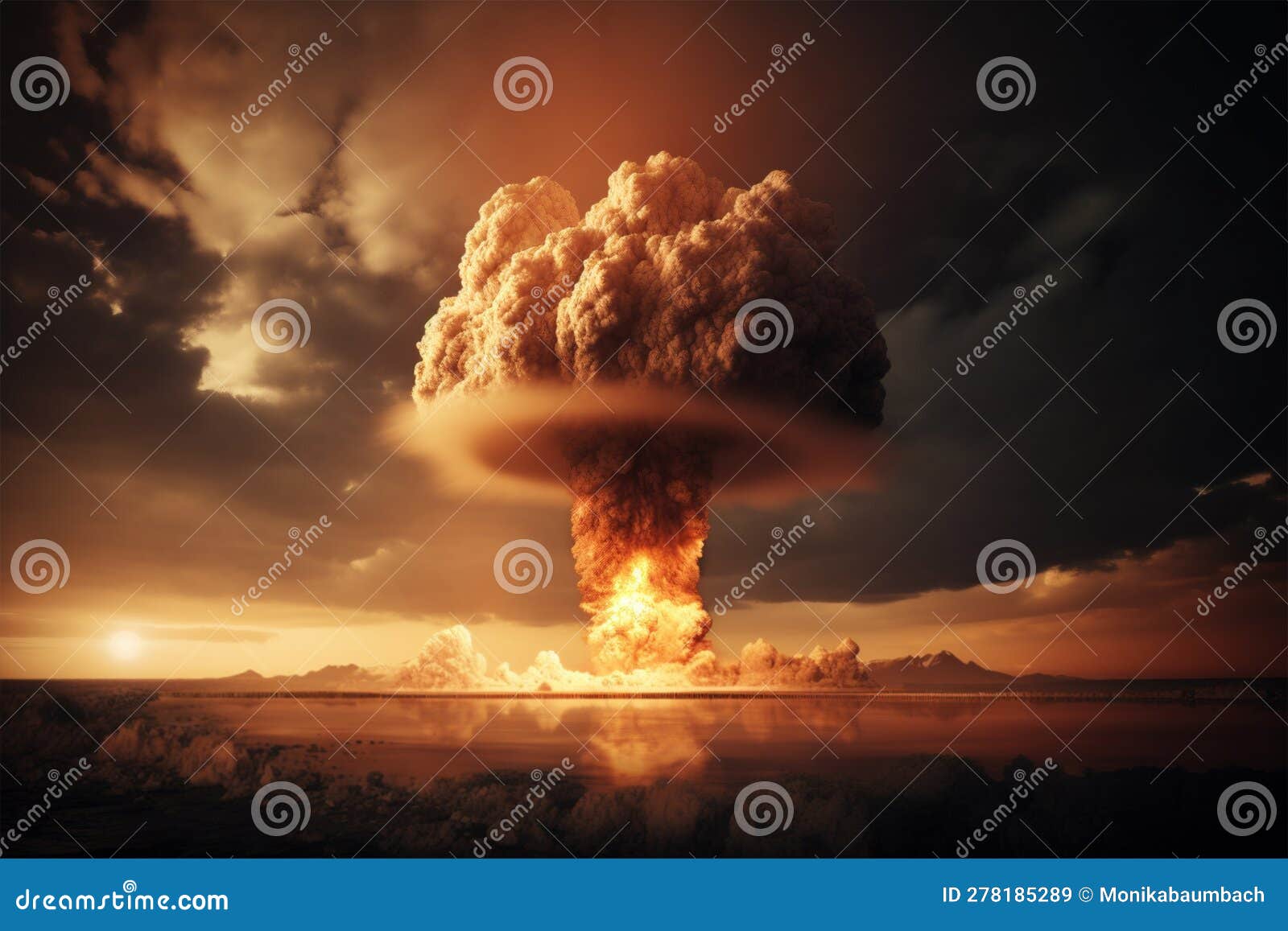 Mushroom Cloud of Exploding Nuclera Bomb. Generative AI Stock ...