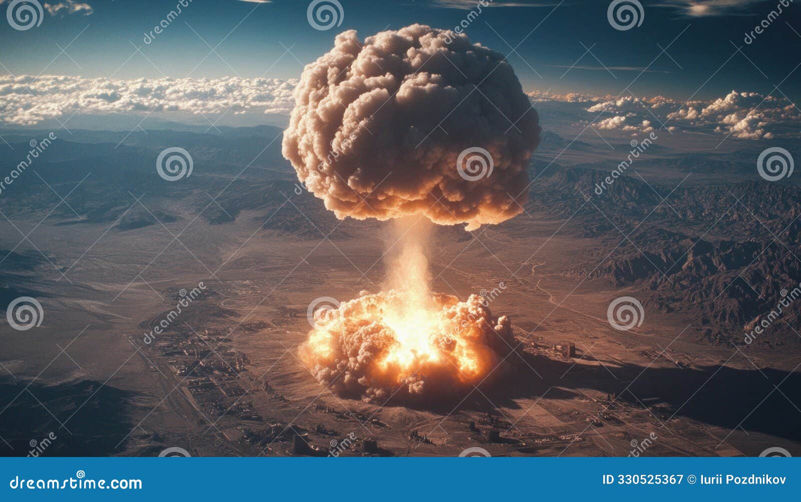 Nuclear Explosion Detonating Over Desert Causing Pollution and ...