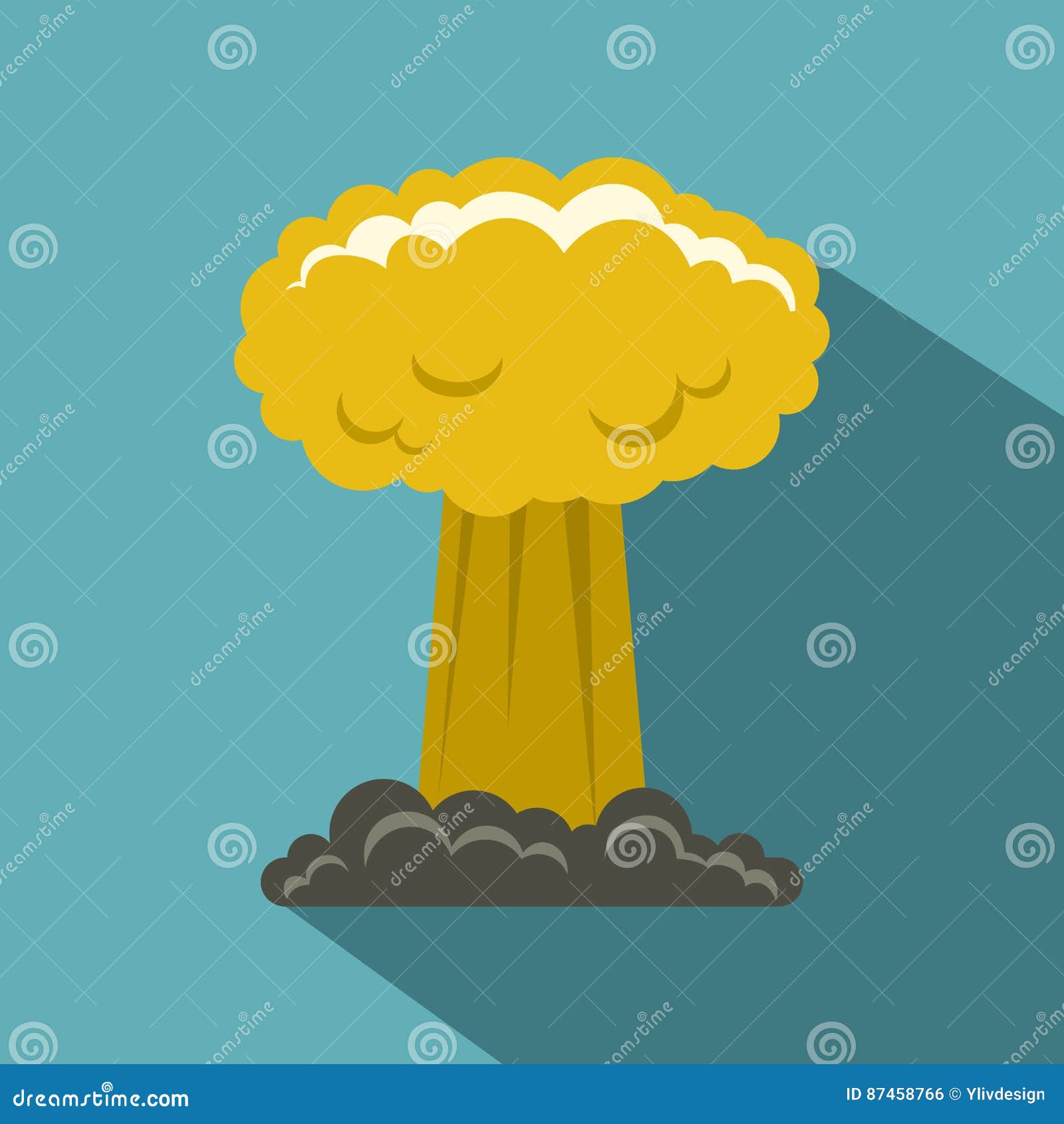 Mushroom Cloud Icon, Flat Style Stock Vector - Illustration of fight ...
