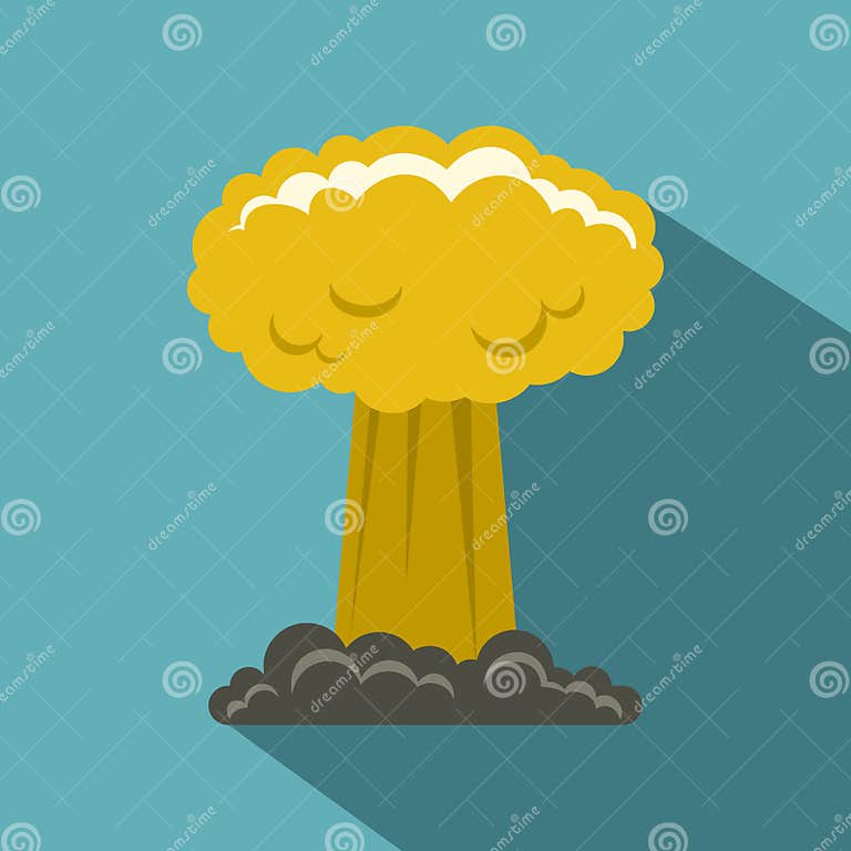 Mushroom Cloud Icon, Flat Style Stock Vector - Illustration of fight ...