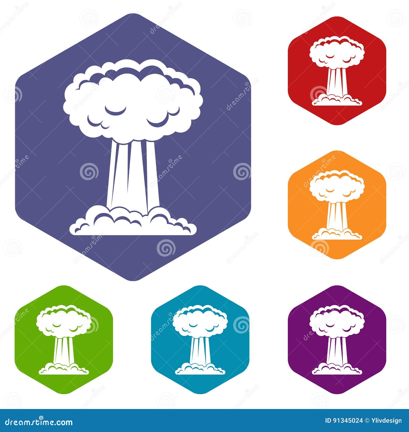 Mushroom Cloud Icons Set Hexagon Stock Vector - Illustration of ...