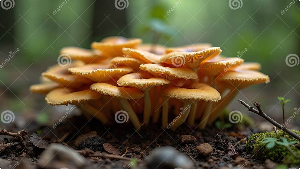 Mushroom Colony in Circle Symbolizing Unity in Nature Stock ...