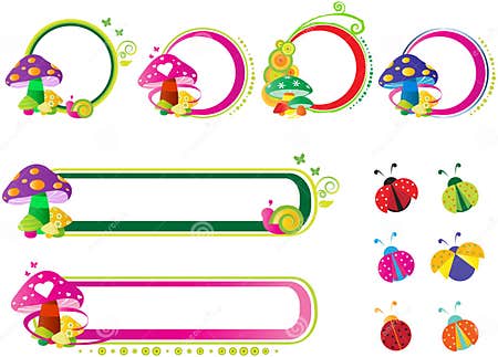 Mushroom frames stock vector. Illustration of summer, spiral - 8118210