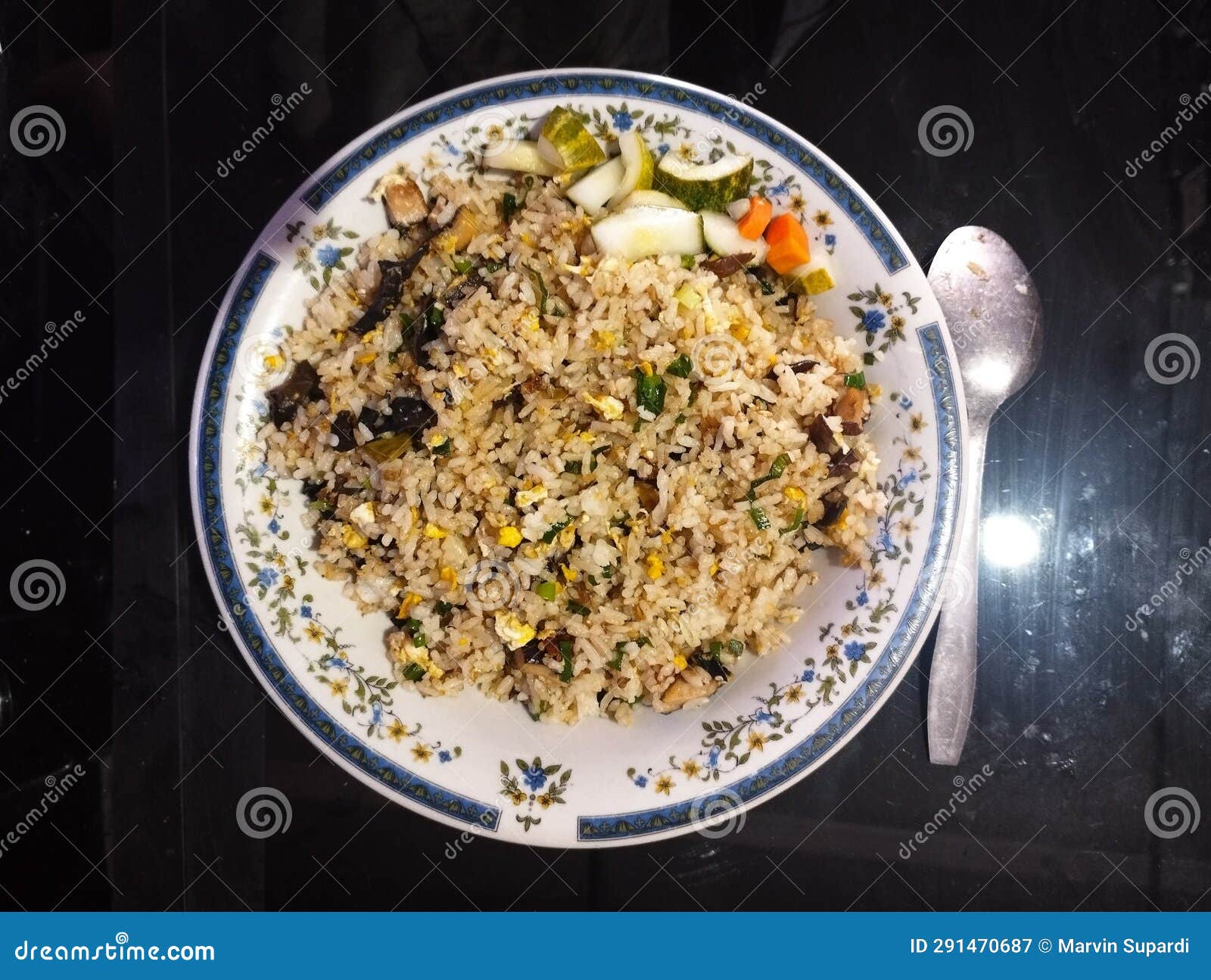 Mushroom Fried Rice with Pickles. Stock Image - Image of food, rice ...