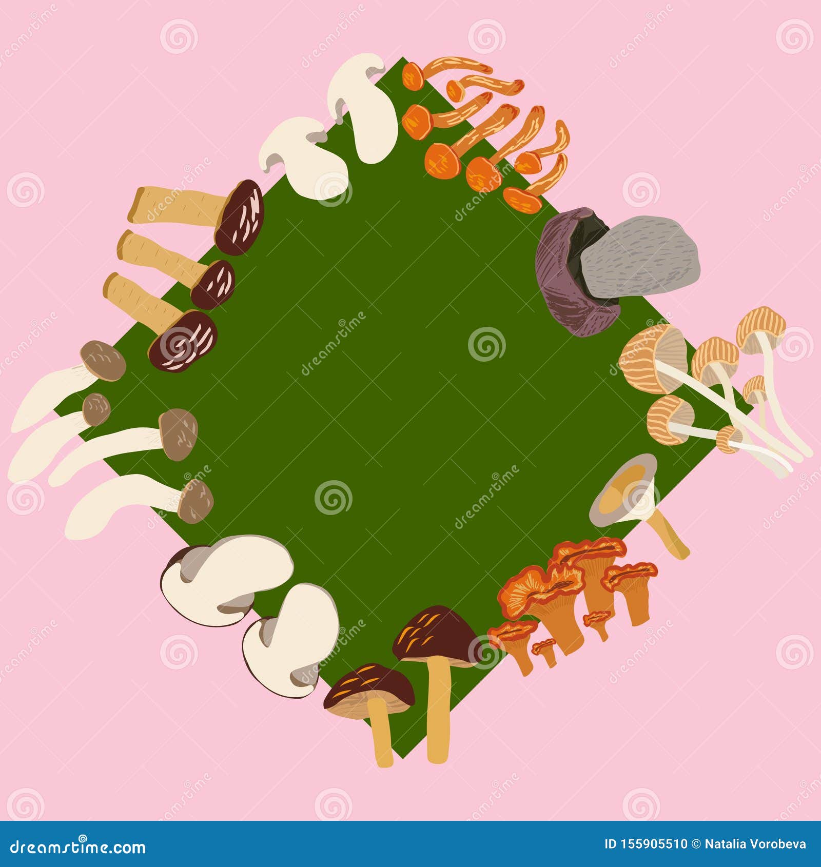 Mushroom Geometric Frame for Text Stock Vector - Illustration of object ...