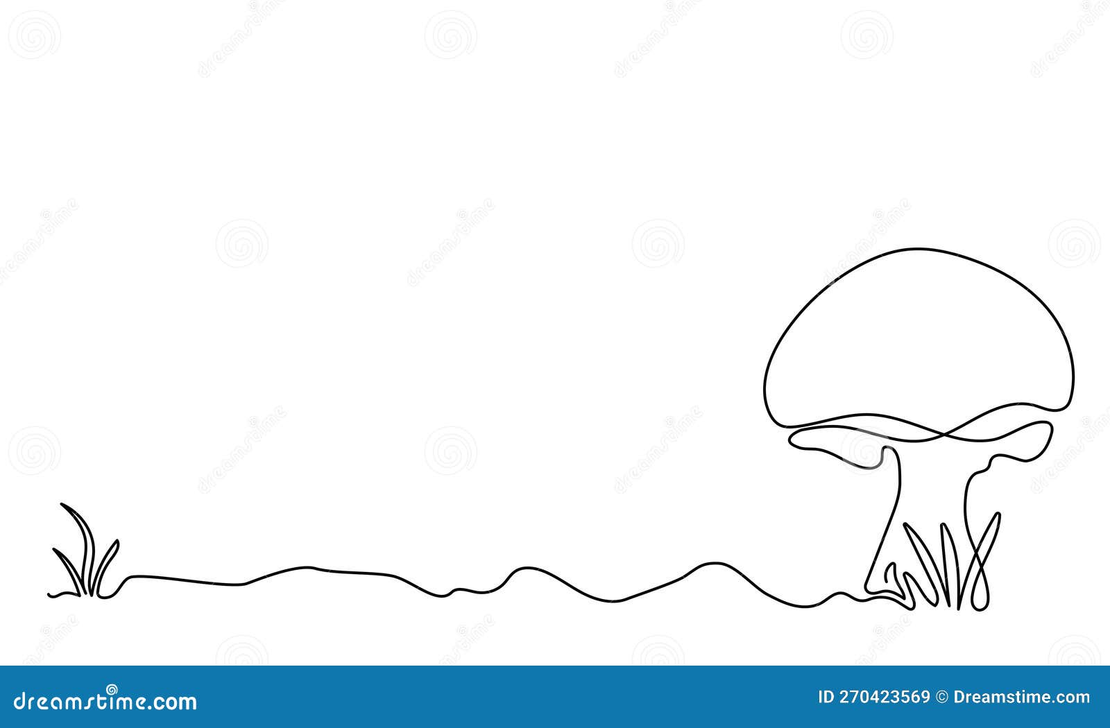 Mushroom in the Grass. One Continuous Line Mushroom Minimal Background ...