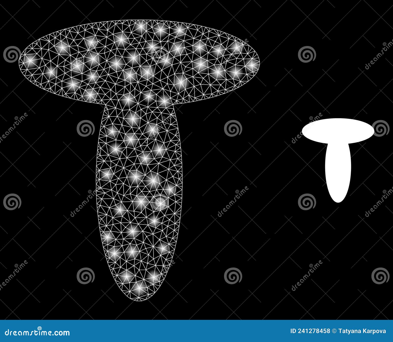 Mushroom Icon - Wire Frame Mesh with Glare Spots Stock Vector ...