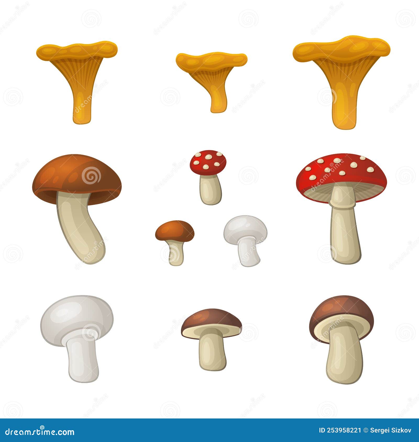 Mushroom Icons Set on White Background. Vector Stock Vector ...