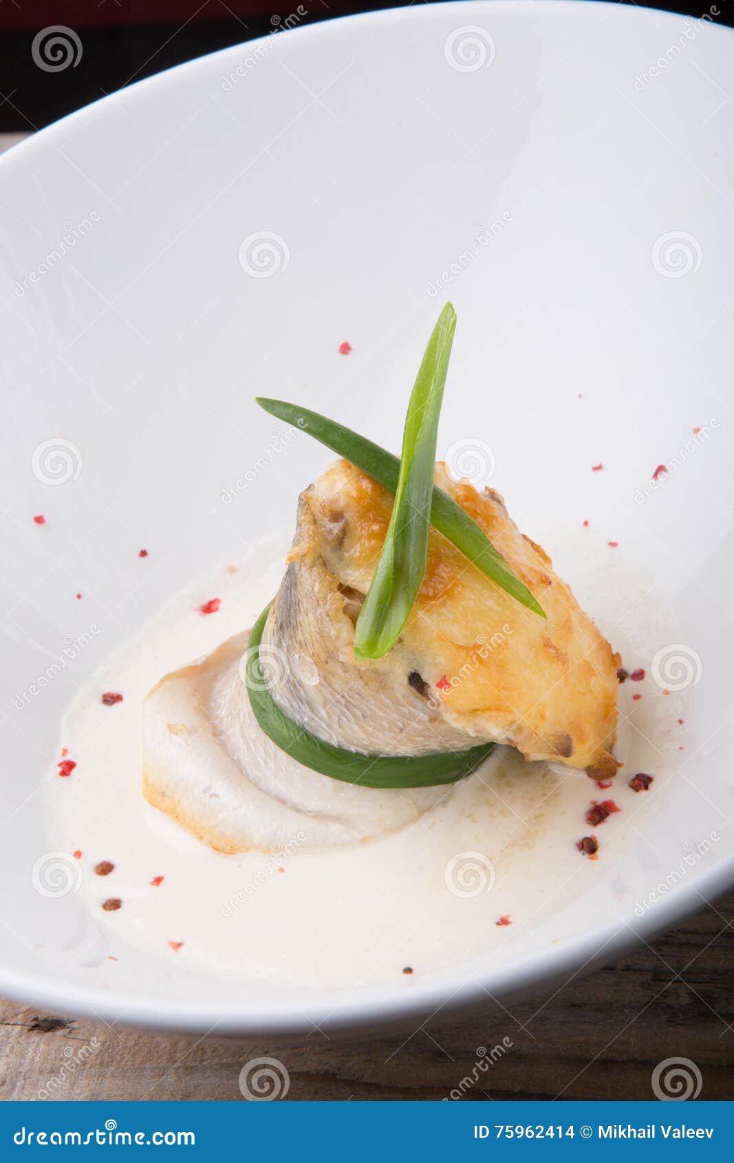 Mushroom Julienne with White Fish Stock Photo - Image of julienne ...