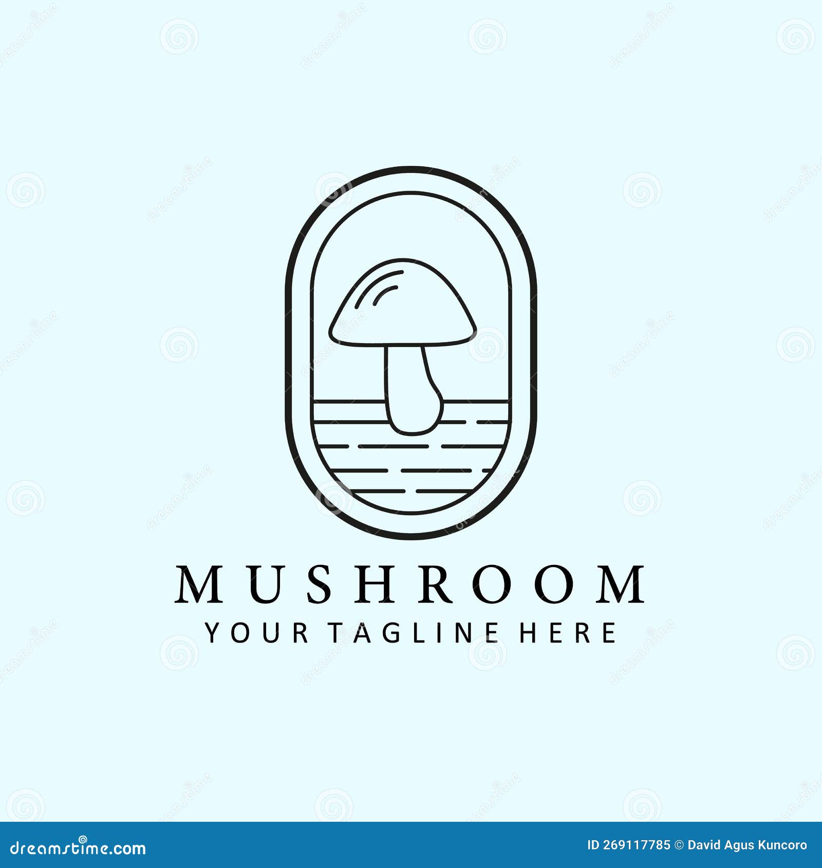 Mushroom Linear Logo, Icon and Symbol, with Emblem Illustration Design ...