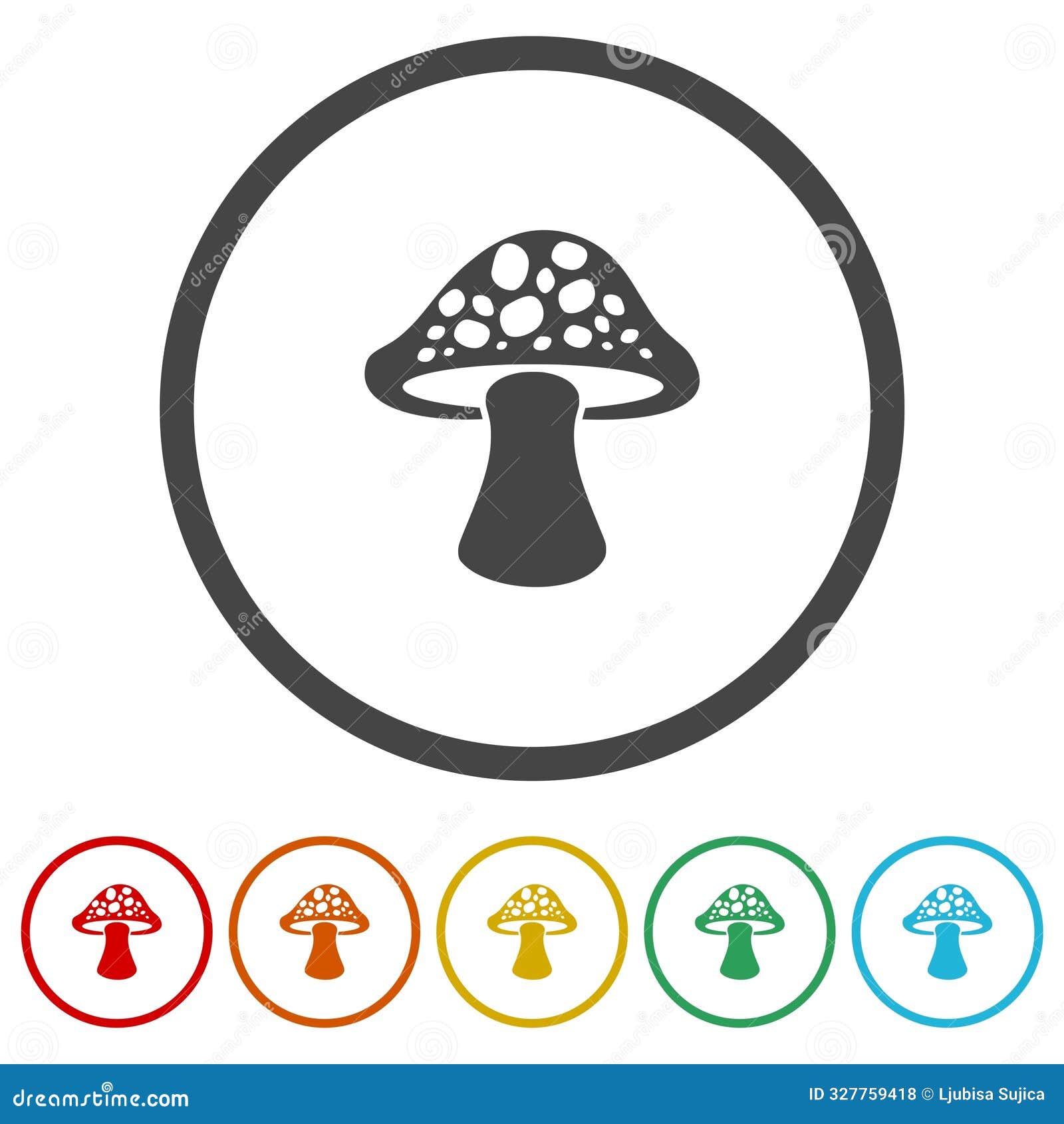 Mushroom Logo. Set Icons in Color Circle Buttons Stock Illustration ...