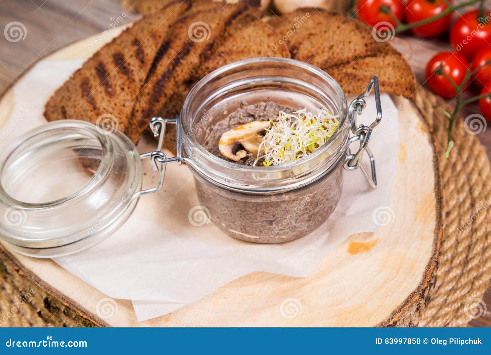 Mushroom mousse with toast stock photo. Image of garnish - 83997850