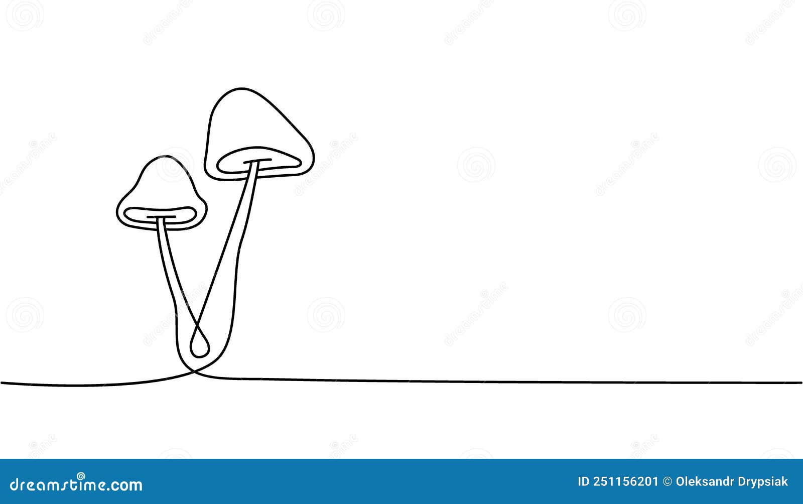 Mushroom One Line Continuous Drawing. Mushroom Continuous One Line ...