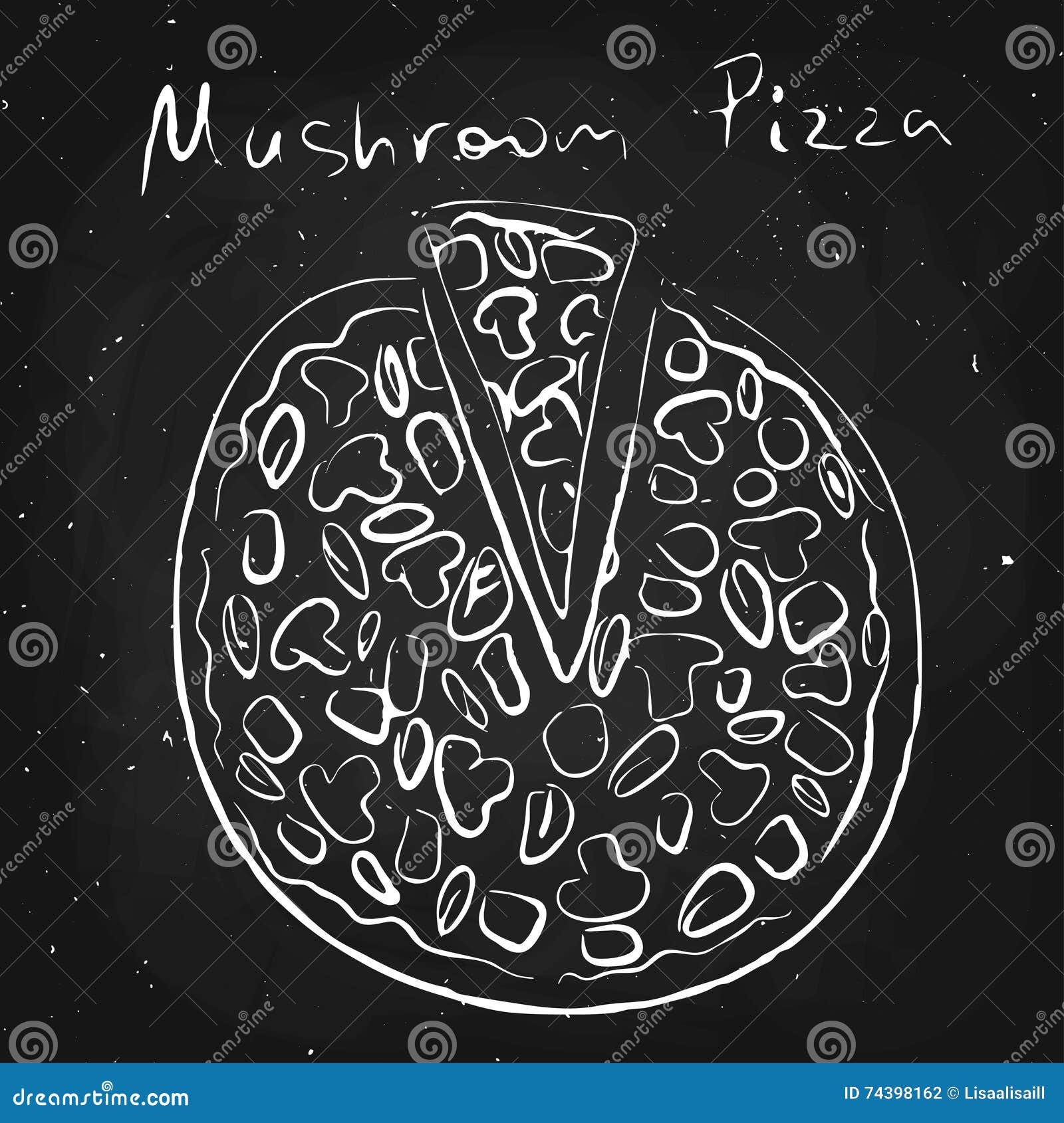 Mushroom Pizza, Drawn in Chalk on a Blackboard Stock Vector ...
