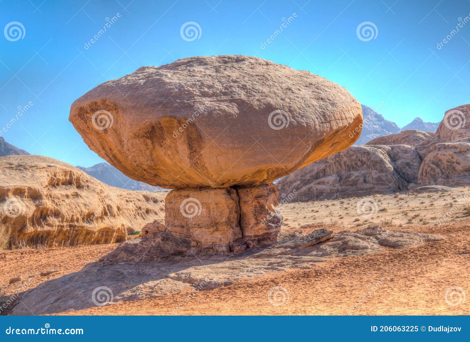 Mushroom Rock at Wadi Rum Desert in Jordan Stock Image - Image of ...