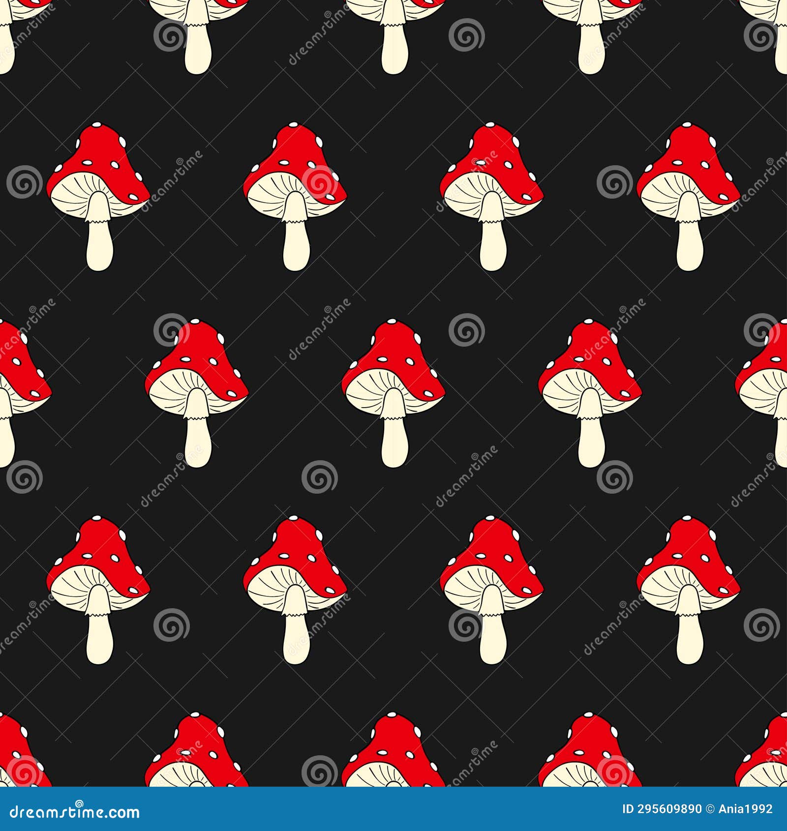 Mushroom Seamless Pattern Amanita Muscaria Fly Agaric Texture Design