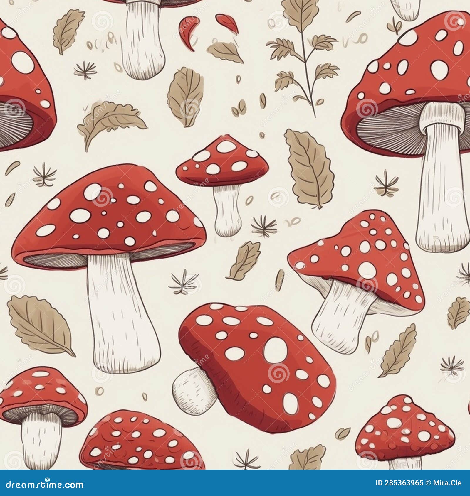 Mushroom Seamless Pattern, Created with Generative AI Stock ...