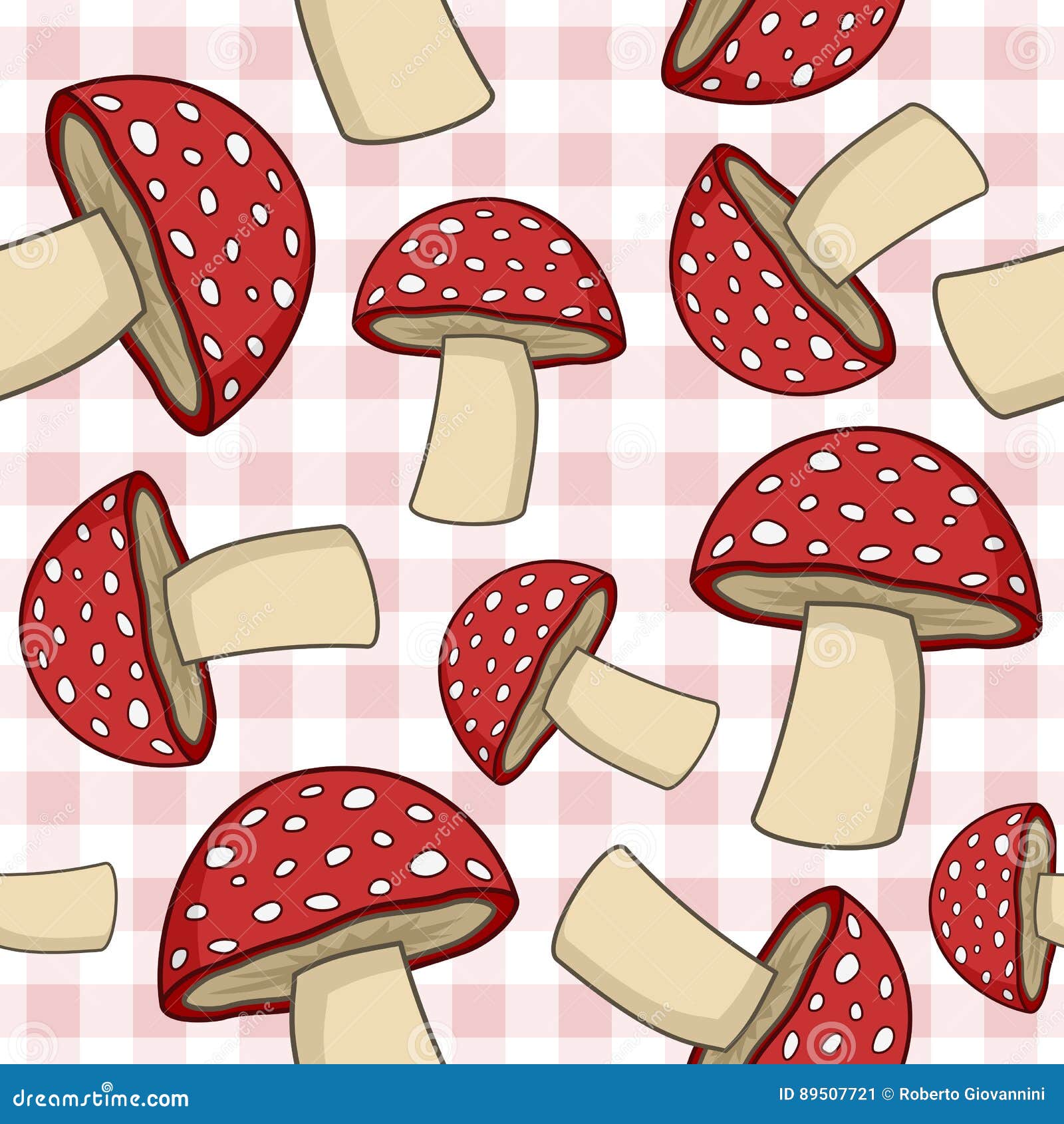 Mushroom Seamless Pattern on Tablecloth Stock Vector - Illustration of ...