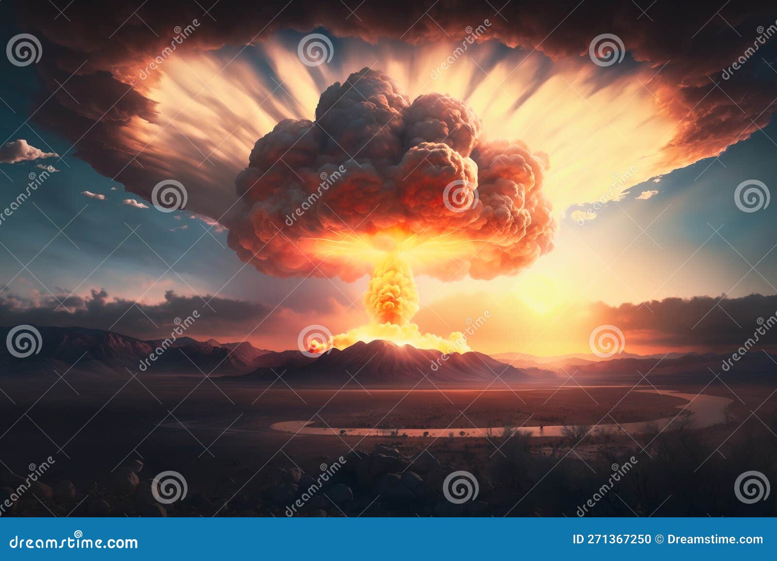 Mushroom-shaped Cloud of Dust and Debris Formed after a Nuclear ...