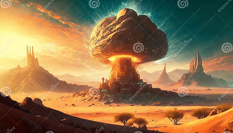 Mushroom Shaped Cloud after Explosion Stock Illustration - Illustration ...