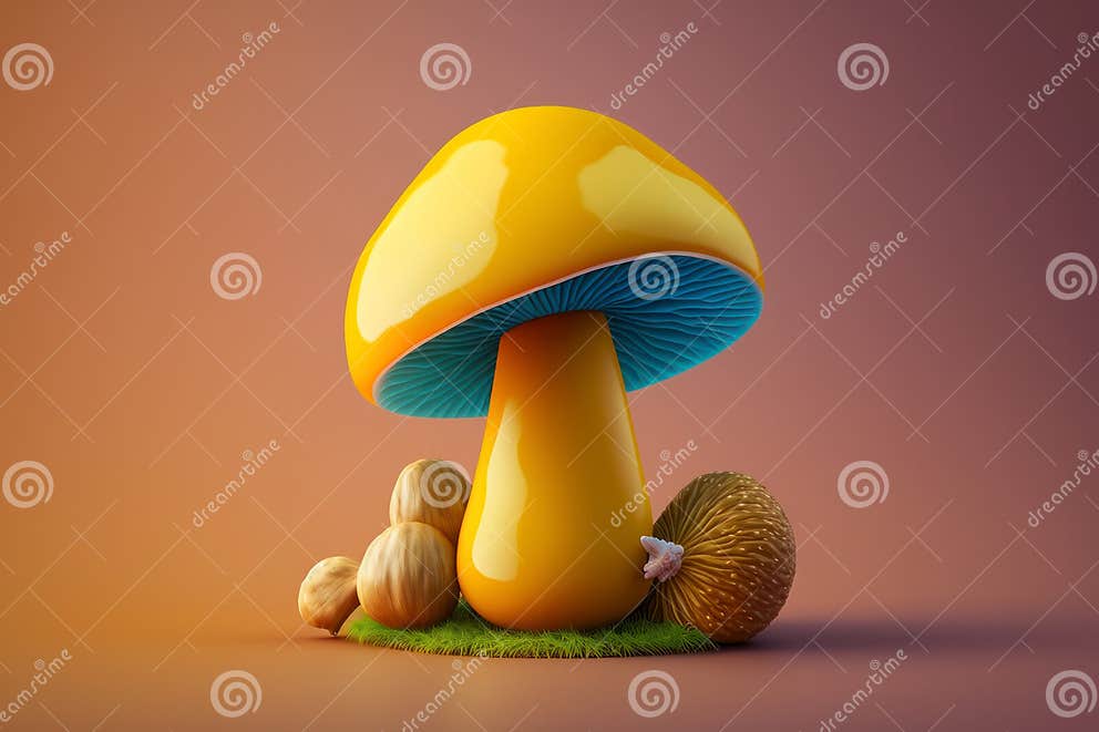 Mushroom on Solid Color Background Stock Illustration - Illustration of ...