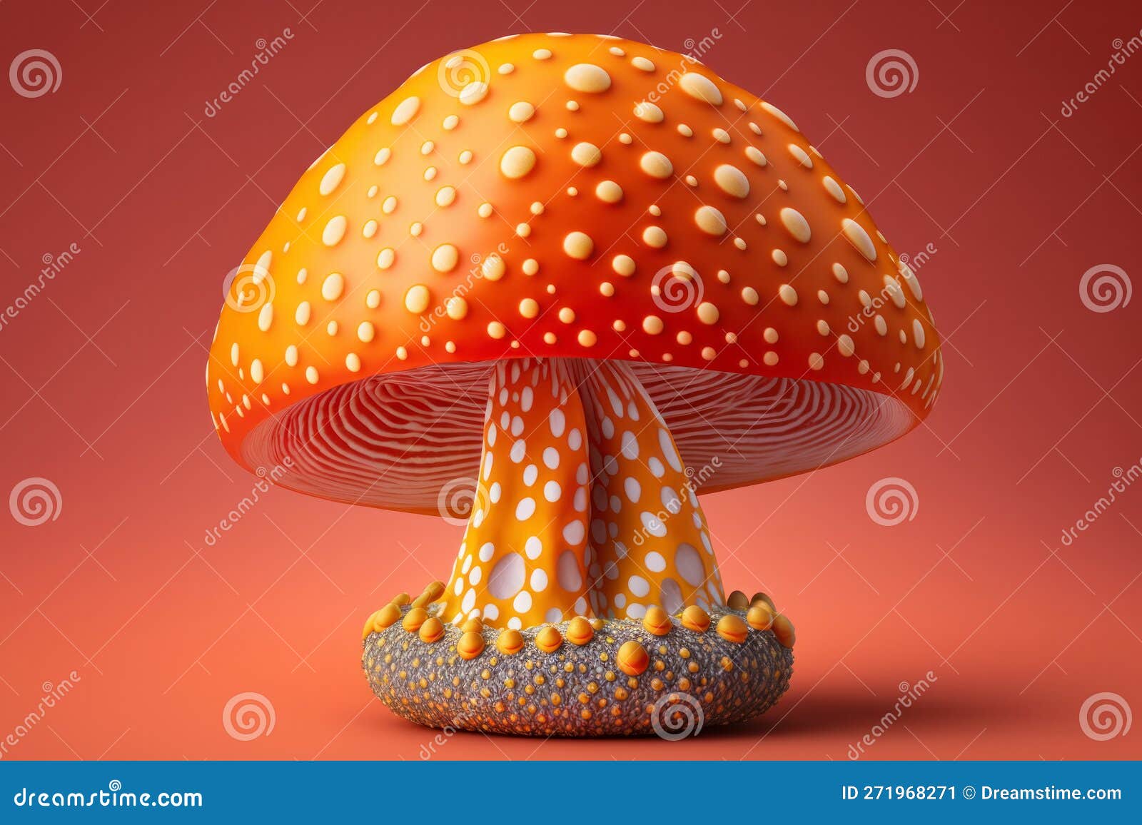 Mushroom on Solid Color Background Stock Illustration - Illustration of ...