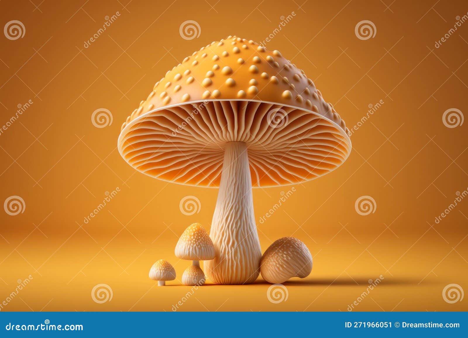 Mushroom on Solid Color Background Stock Illustration - Illustration of ...