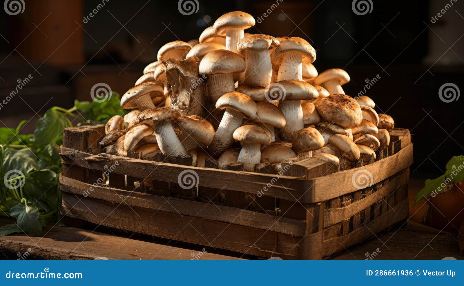 Mushroom Stack on Basket for Sell. Generative AI. Stock Photo - Image ...